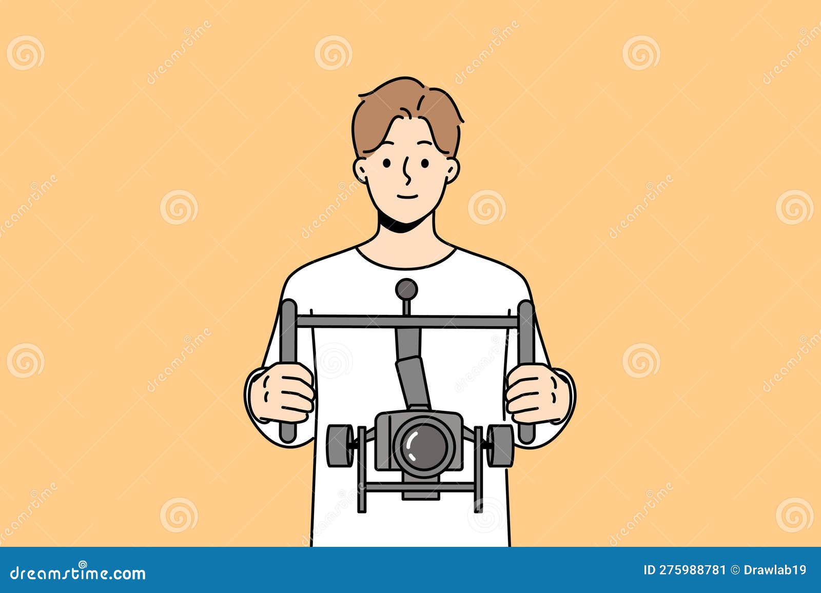 Male Operator Filing with Camera with Stabilizer Stock Vector ...