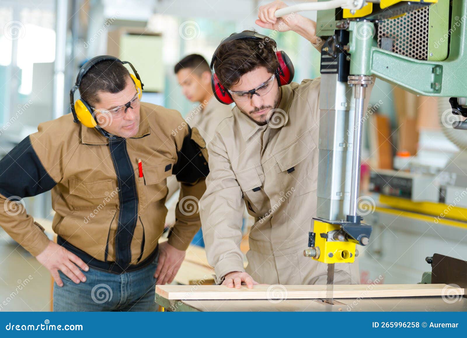 Male Operator Using Milling Machine for Cutting Wood Stock Photo ...
