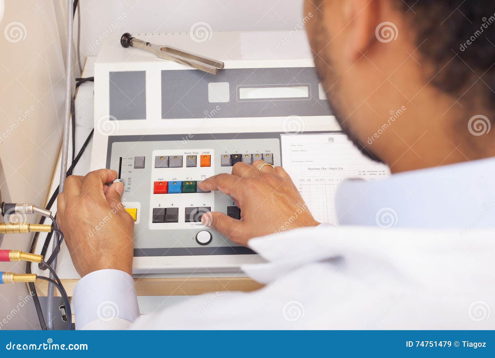 Male Otolaryngologist on Hearing Test Machine Stock Image - Image of ...