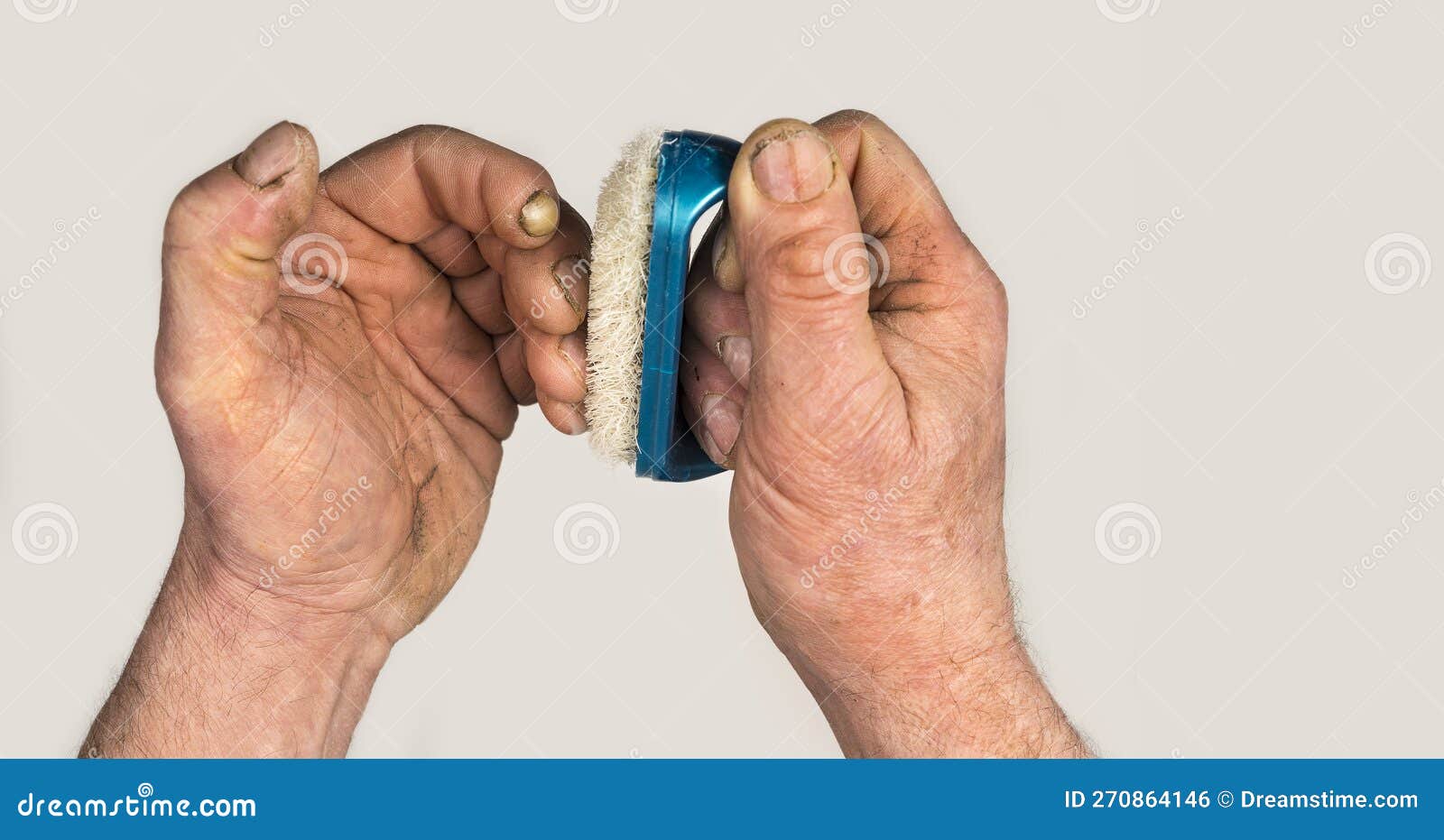 Male Overworked Cracked Hands with an Old Brush Stock Photo - Image of ...