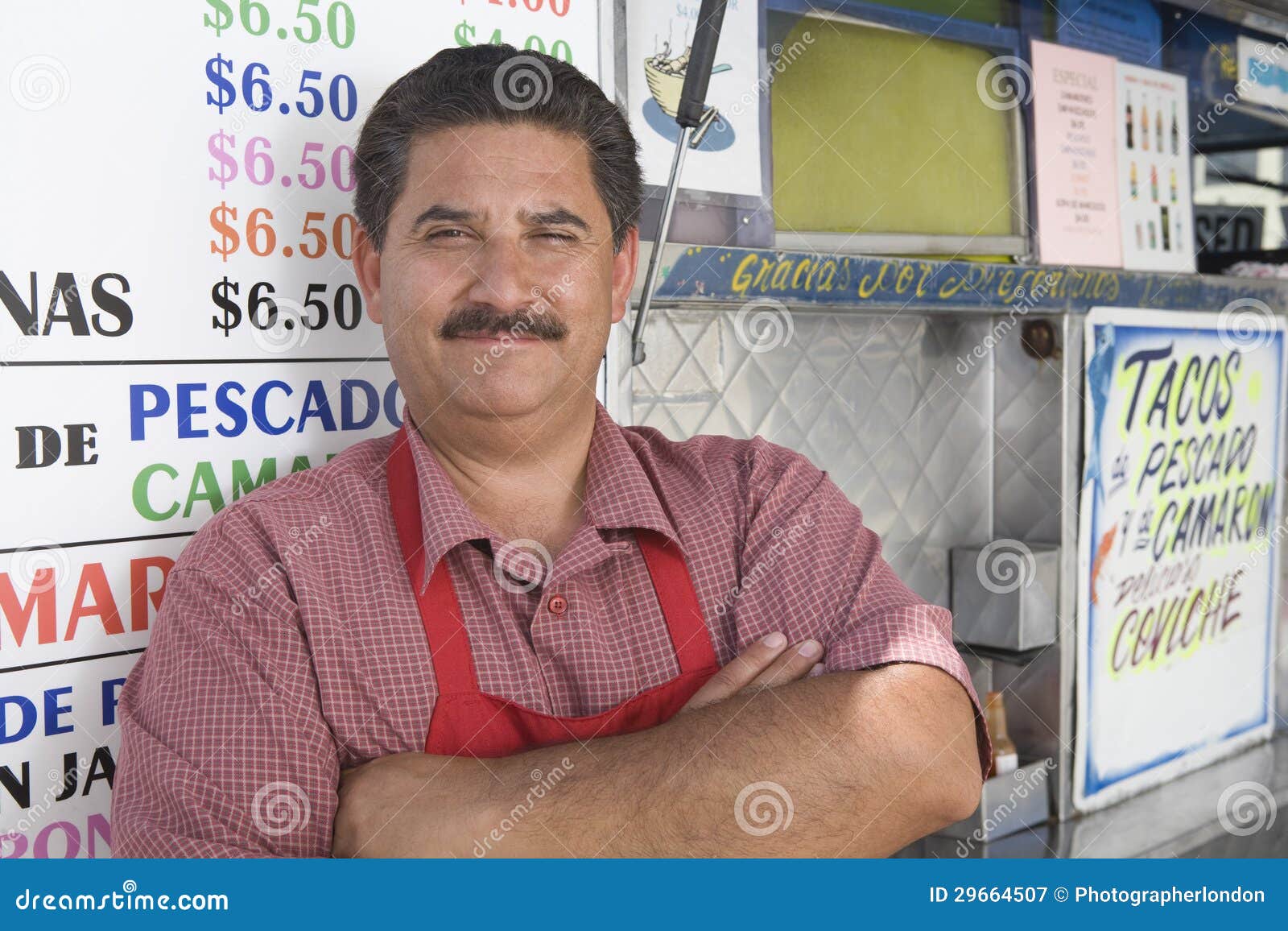 Male Owner Standing Outside Cafe Stock Image - Image of service ...