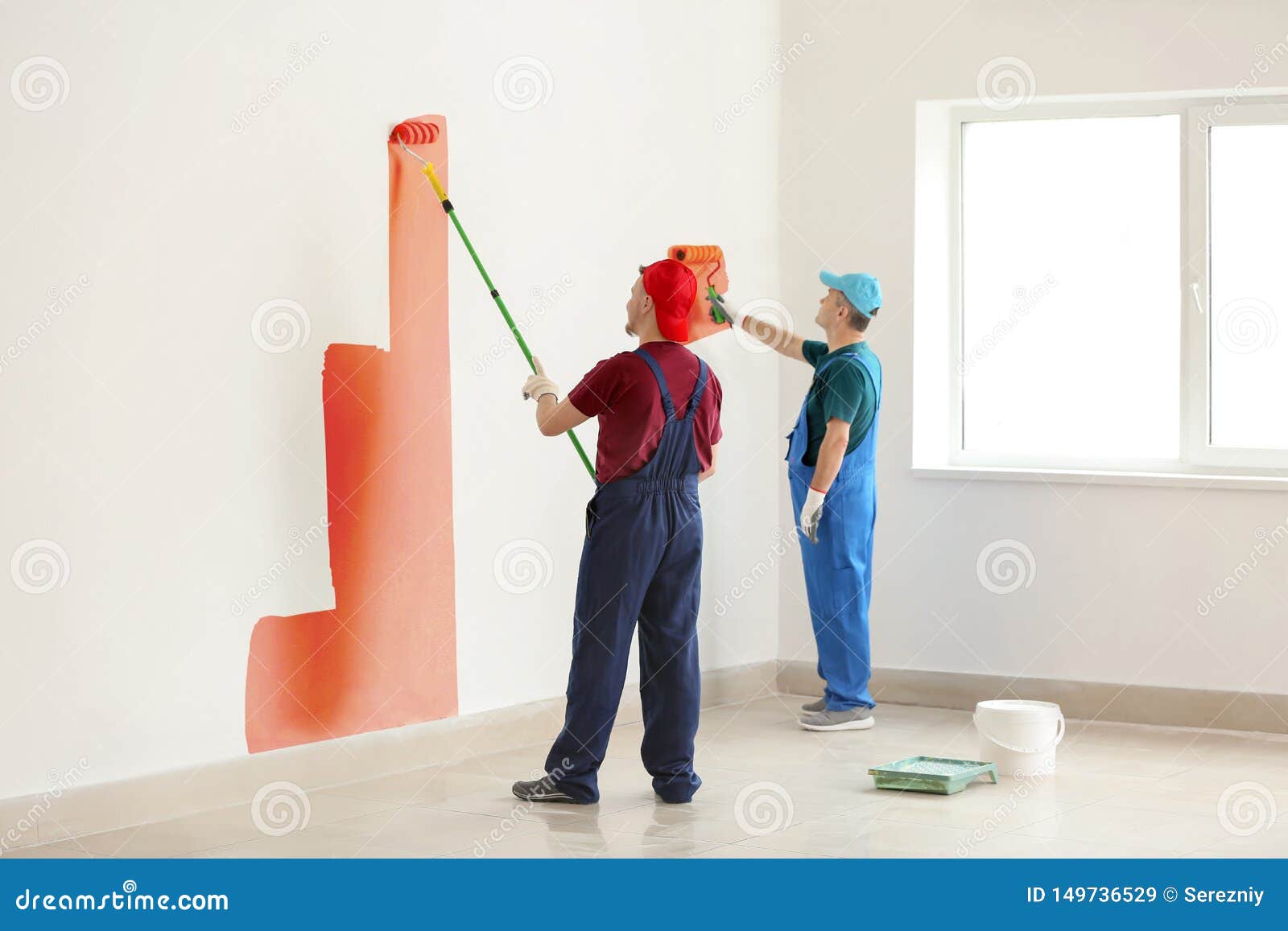 Male Painters in Uniform Working Indoors Stock Image - Image of ...