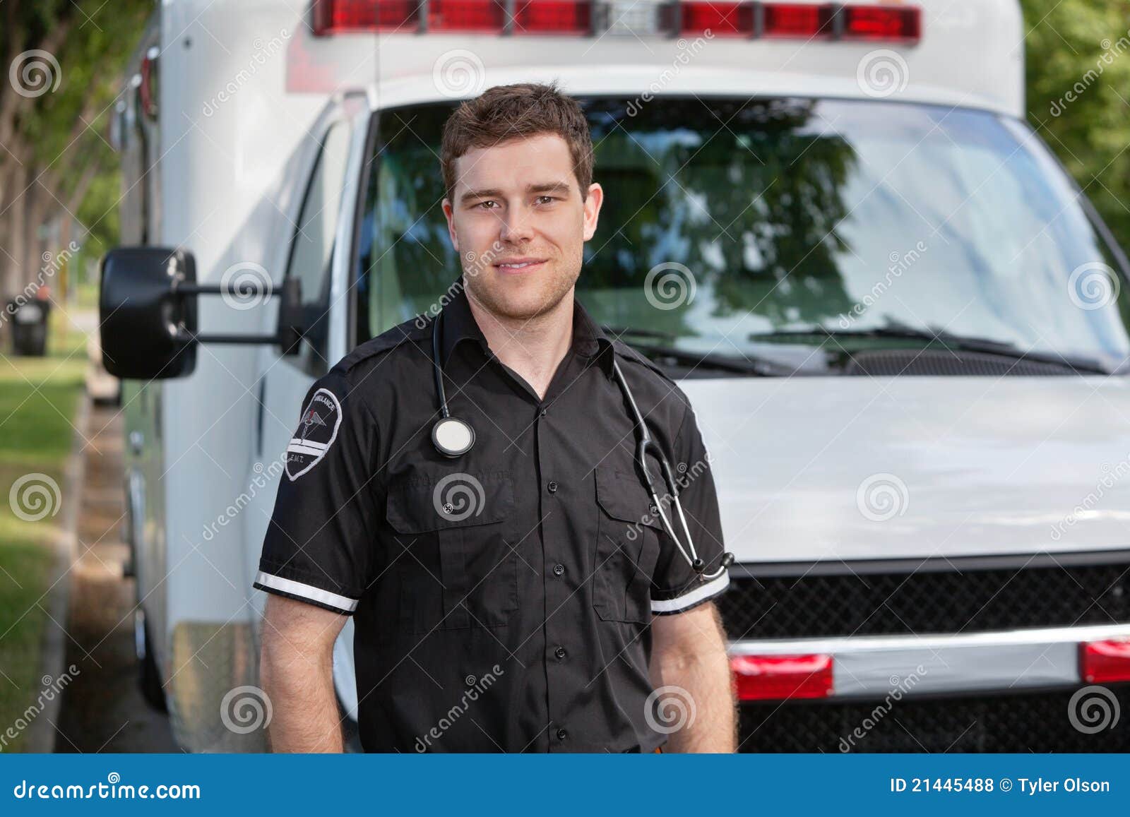 Male Paramedic Portrait stock photo. Image of respond - 21445488
