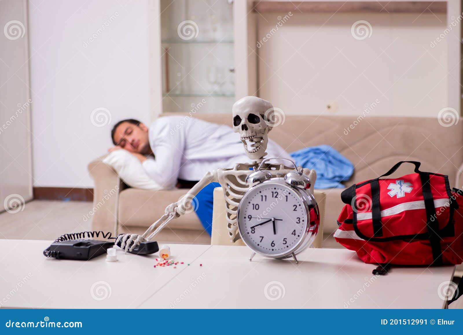 Young Male Paramedic Visiting Skeleton Patient Stock Image - Image of ...