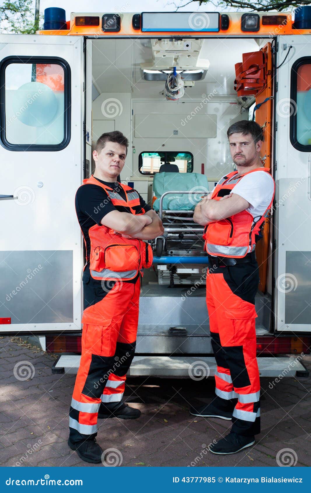 Male Paramedics Outside the Ambulance Stock Image - Image of healthcare ...