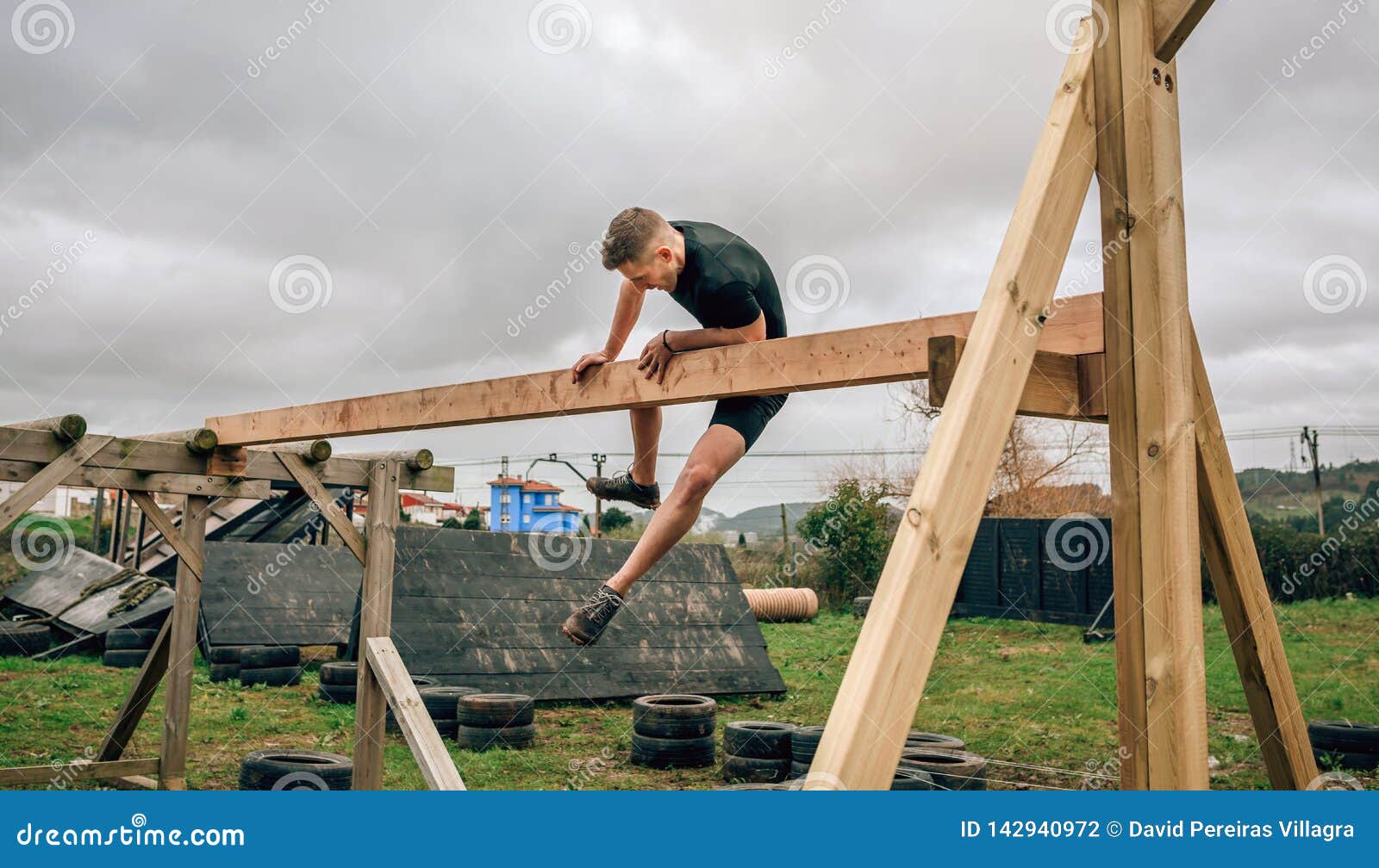 Participant in a Obstacle Course Doing Irish Table Stock Photo - Image ...