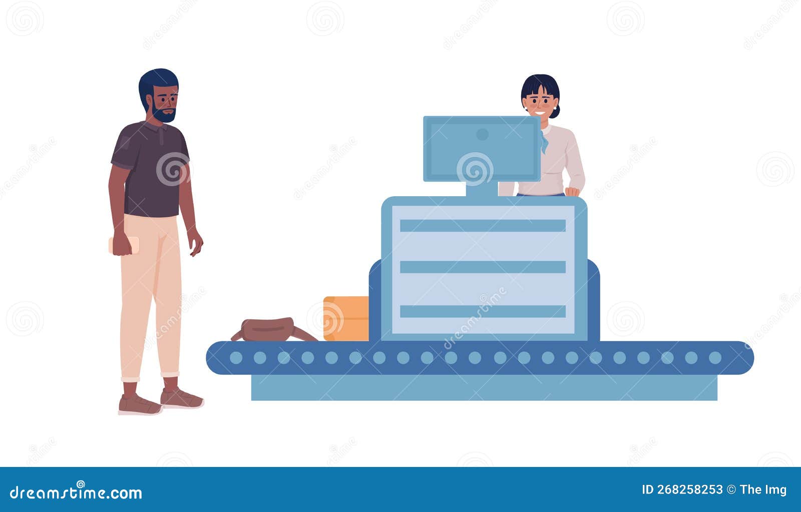 Male Passenger Going through Checkpoint Security Semi Flat Color Vector ...