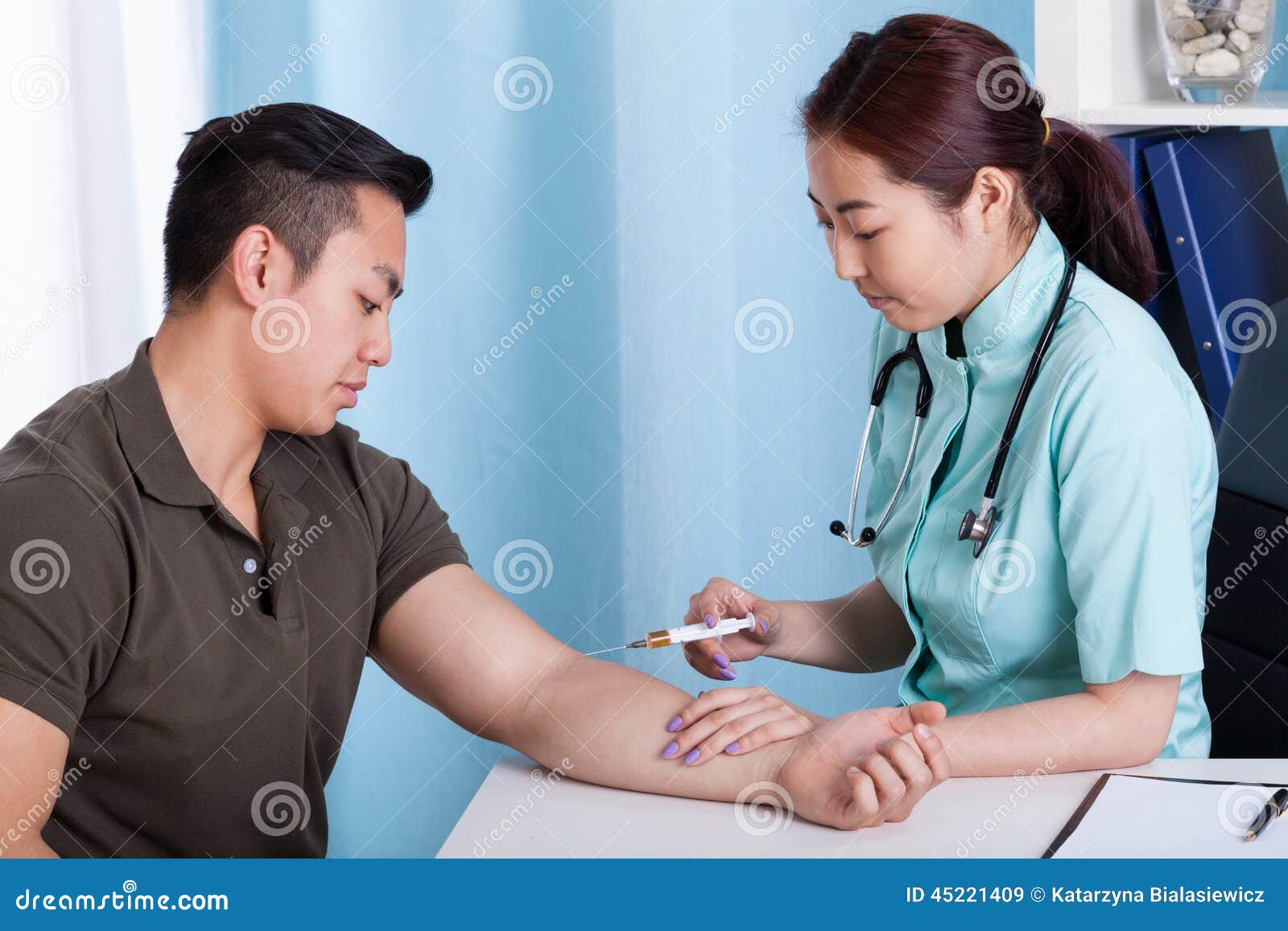 Male Patient during Injection Stock Image - Image of physician ...