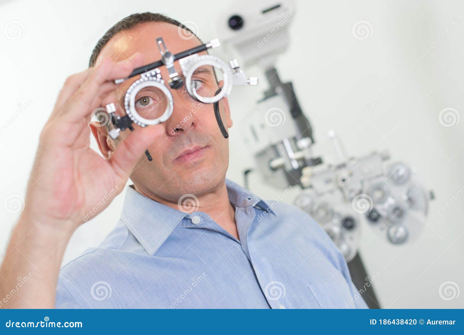 Male Patient during Ophtalmology Test Stock Photo - Image of ...
