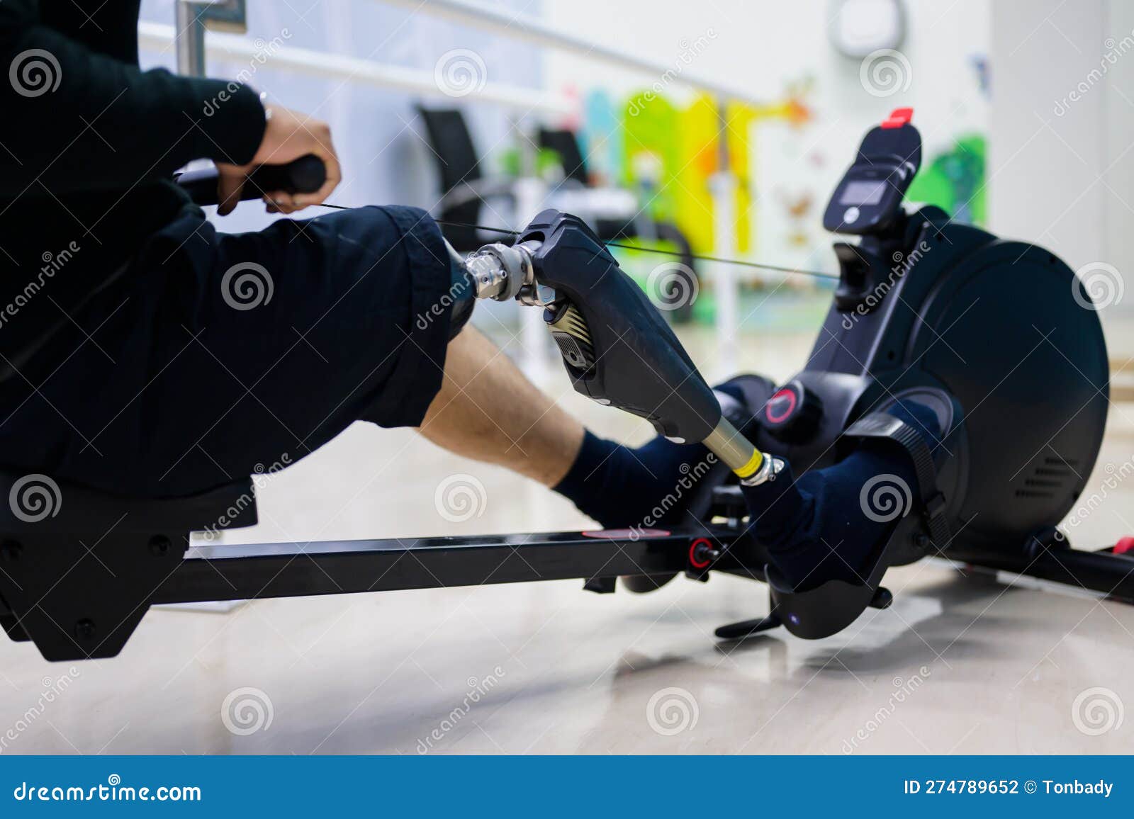 Male Patient with Physical Disability Doing Exercise Routine Indoor ...