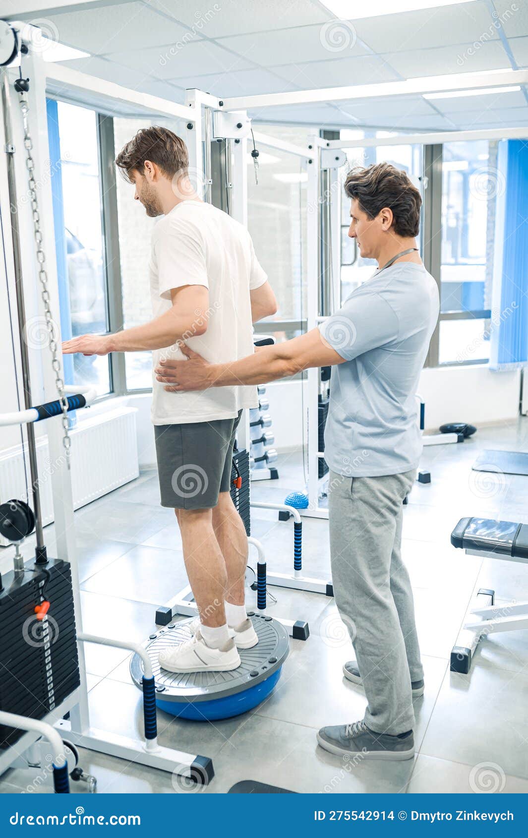 Male Patient Working on Training Device in Rehabilitation Center Stock ...