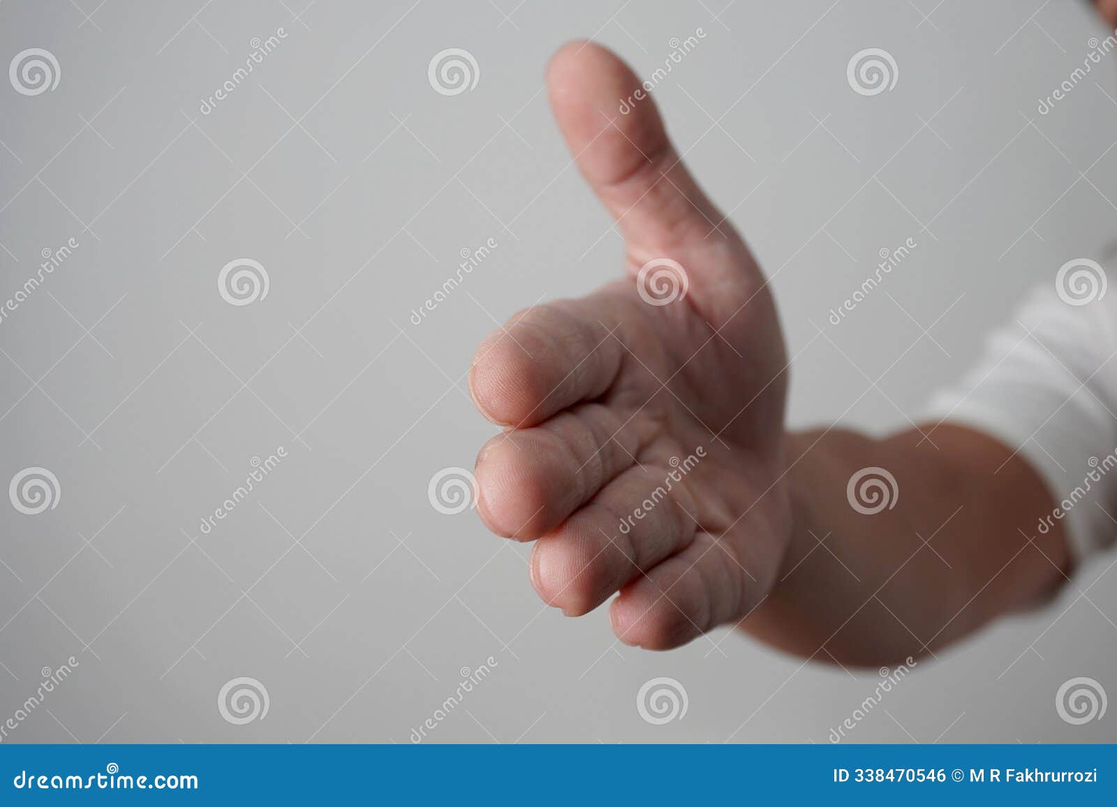 Male Person Offering Hand Shake, Over Grey Stock Photo - Image of ...