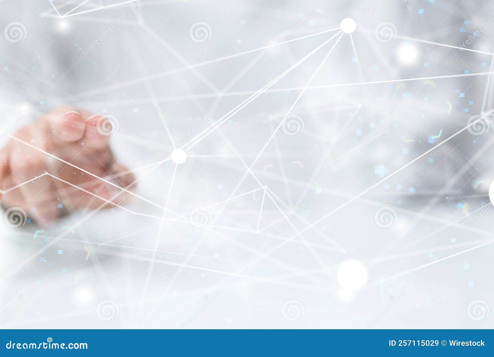 Male Person S Fingers Touching the White Digital Web Grid. Networking ...