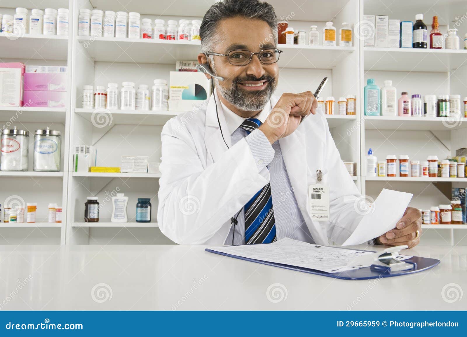 Male Pharmacist Working in Pharmacy Stock Image - Image of people ...