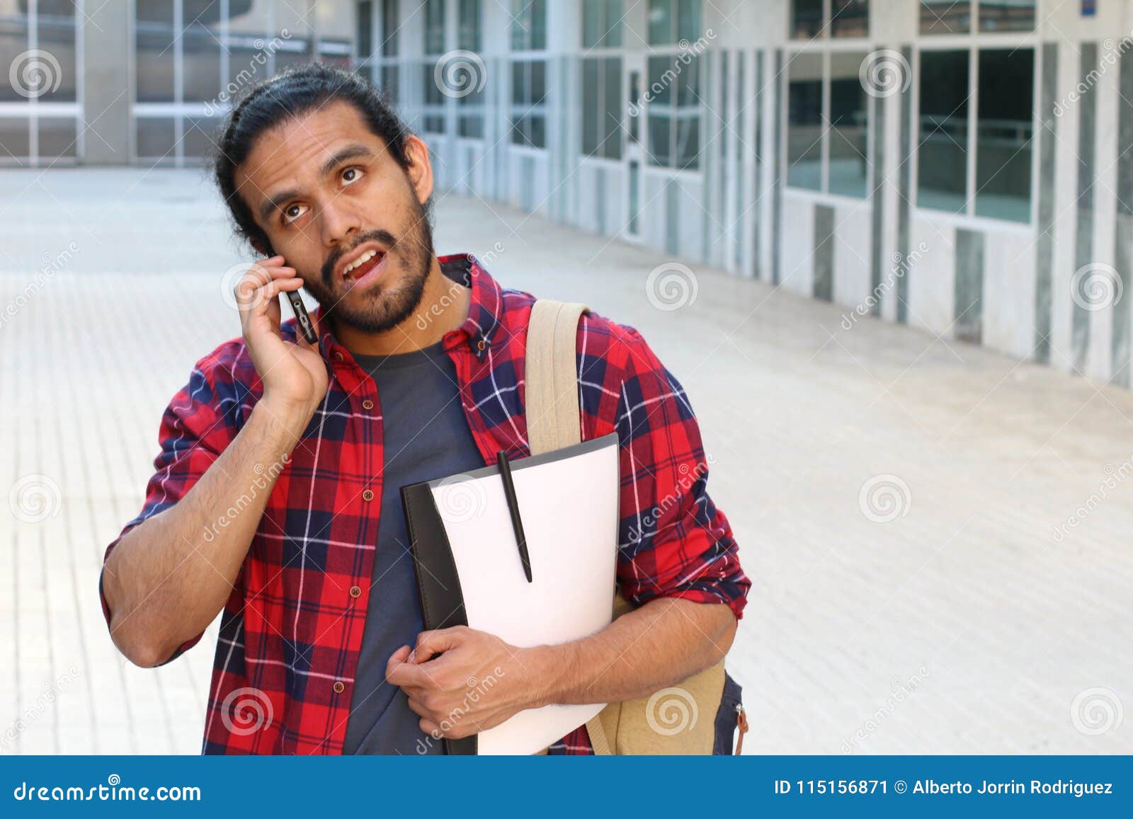 Male on Phone Call with Bored Expression Stock Image - Image of ...