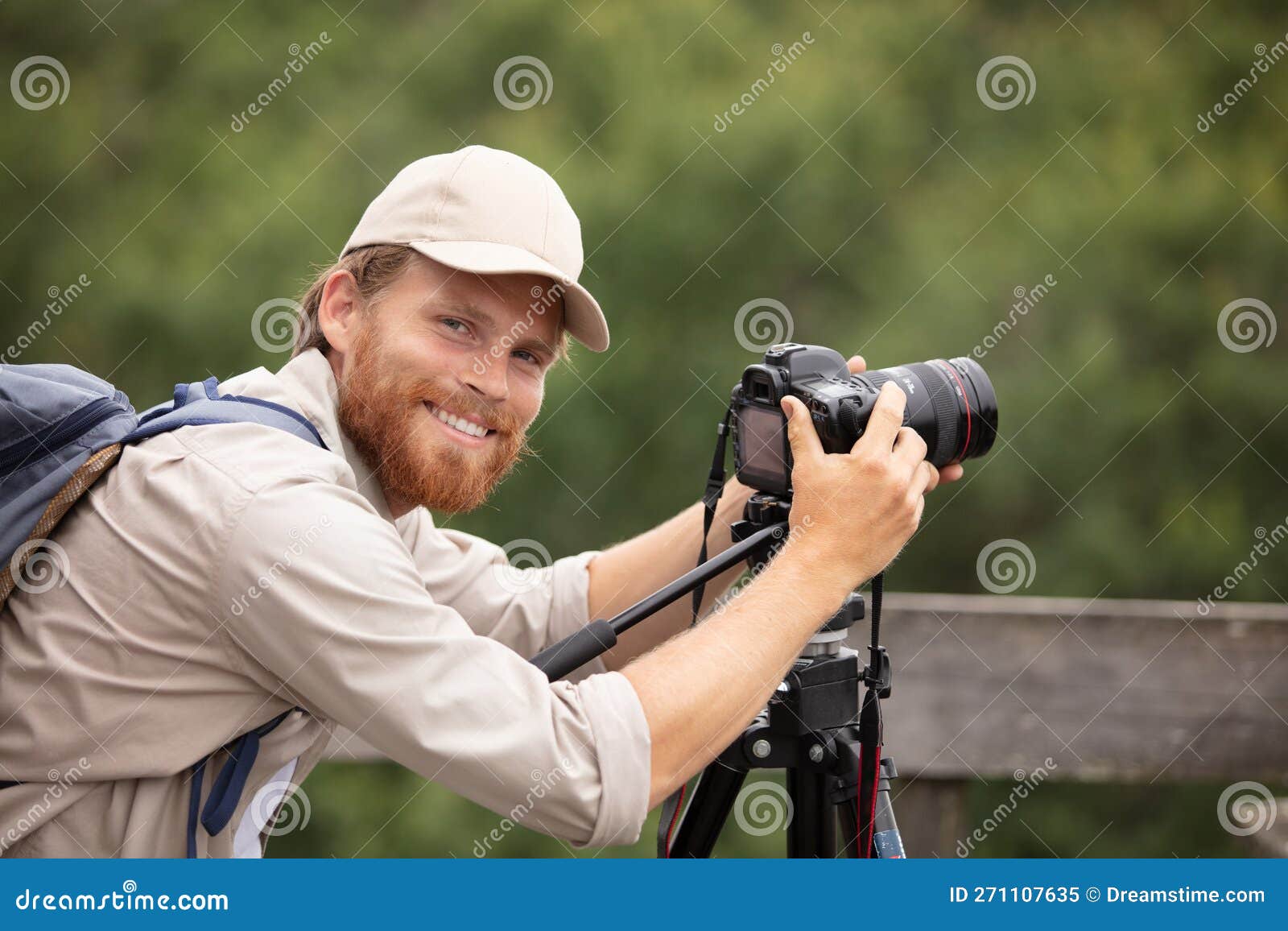 Male Photographer Using Tripod for Landscape Photography Stock Image ...