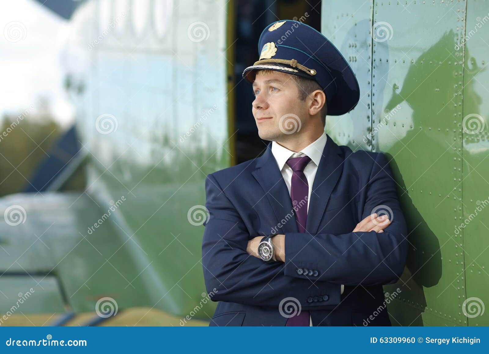 Male Pilot Near Small Plane Stock Photo - Image of museum, historical ...