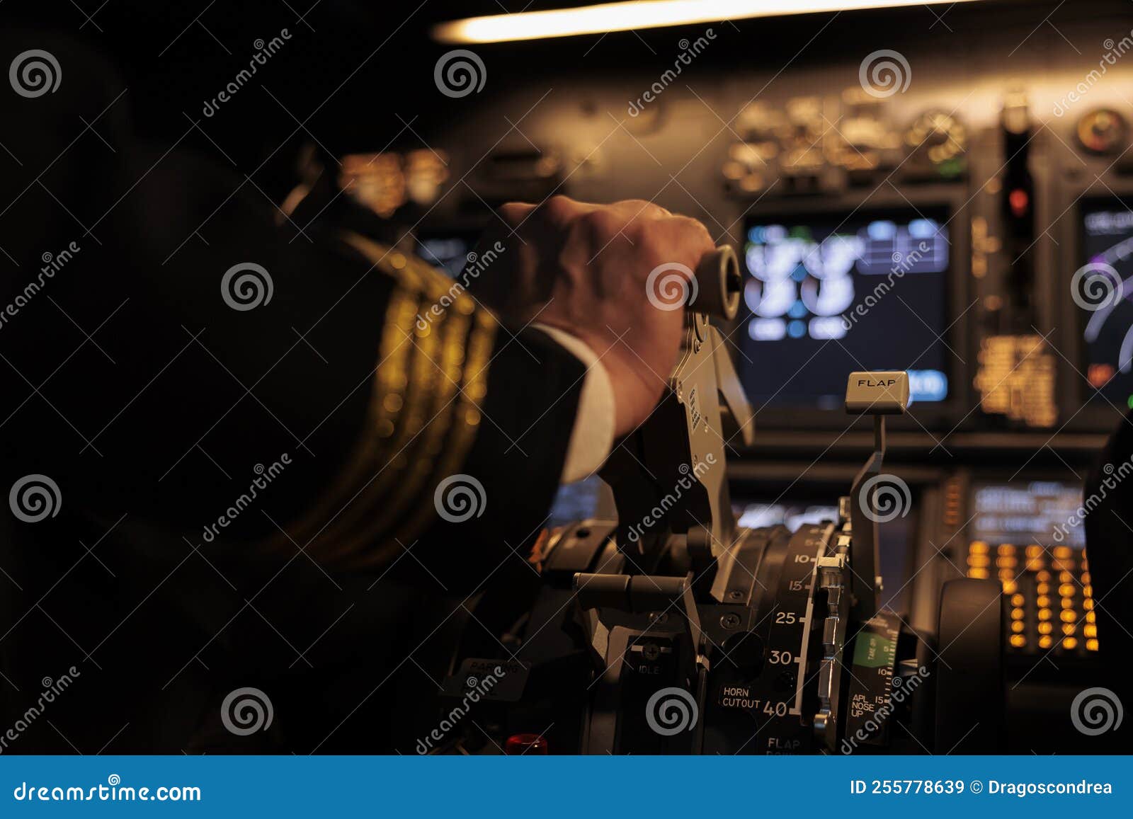 Male Pilot Throttling Engine To Takeoff and Fly Jet Stock Image - Image ...