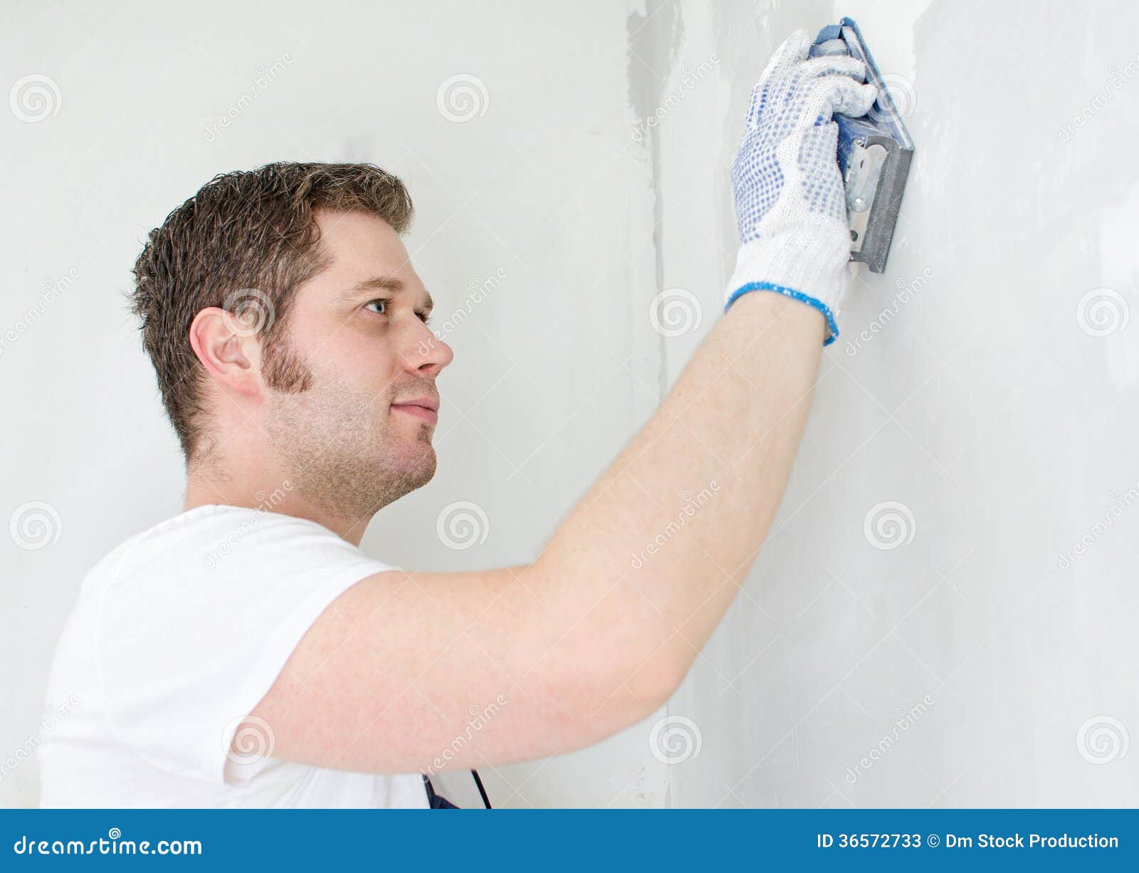 Male plasterer stock image. Image of male, filler, prime - 36572733