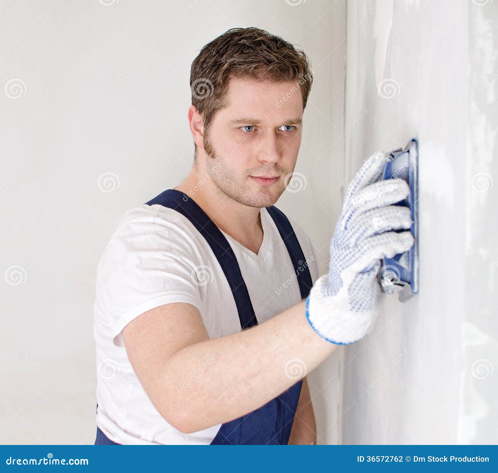 Male plasterer stock photo. Image of construction, priming - 36572762