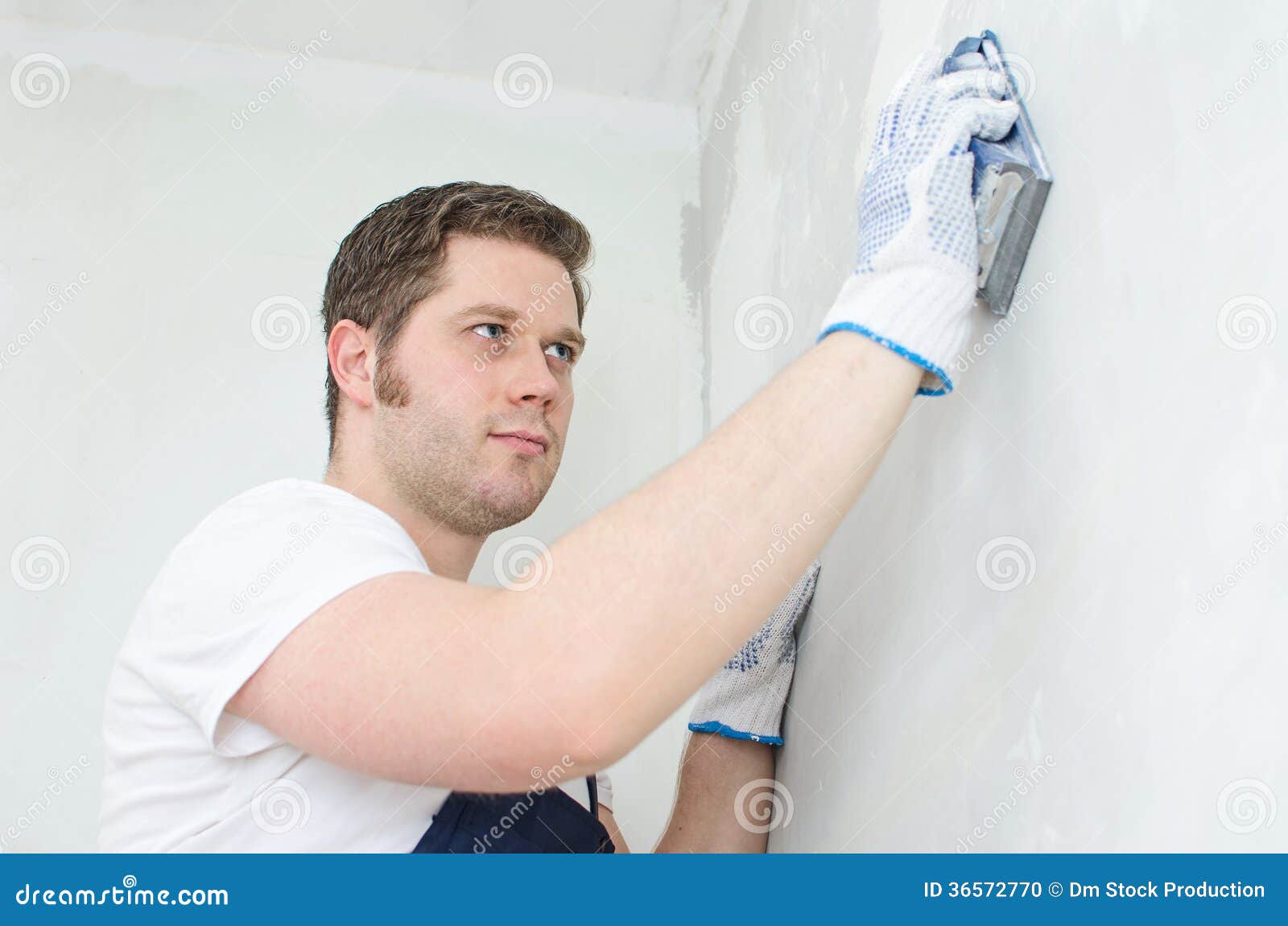 Male plasterer stock photo. Image of improvement, industry - 36572770