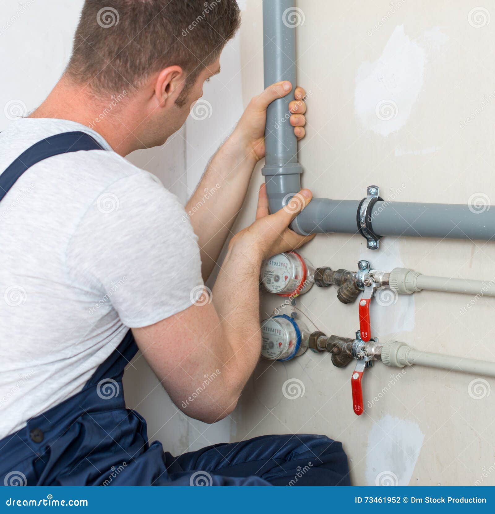 Male plumber. stock photo. Image of pipe, connection - 73461952