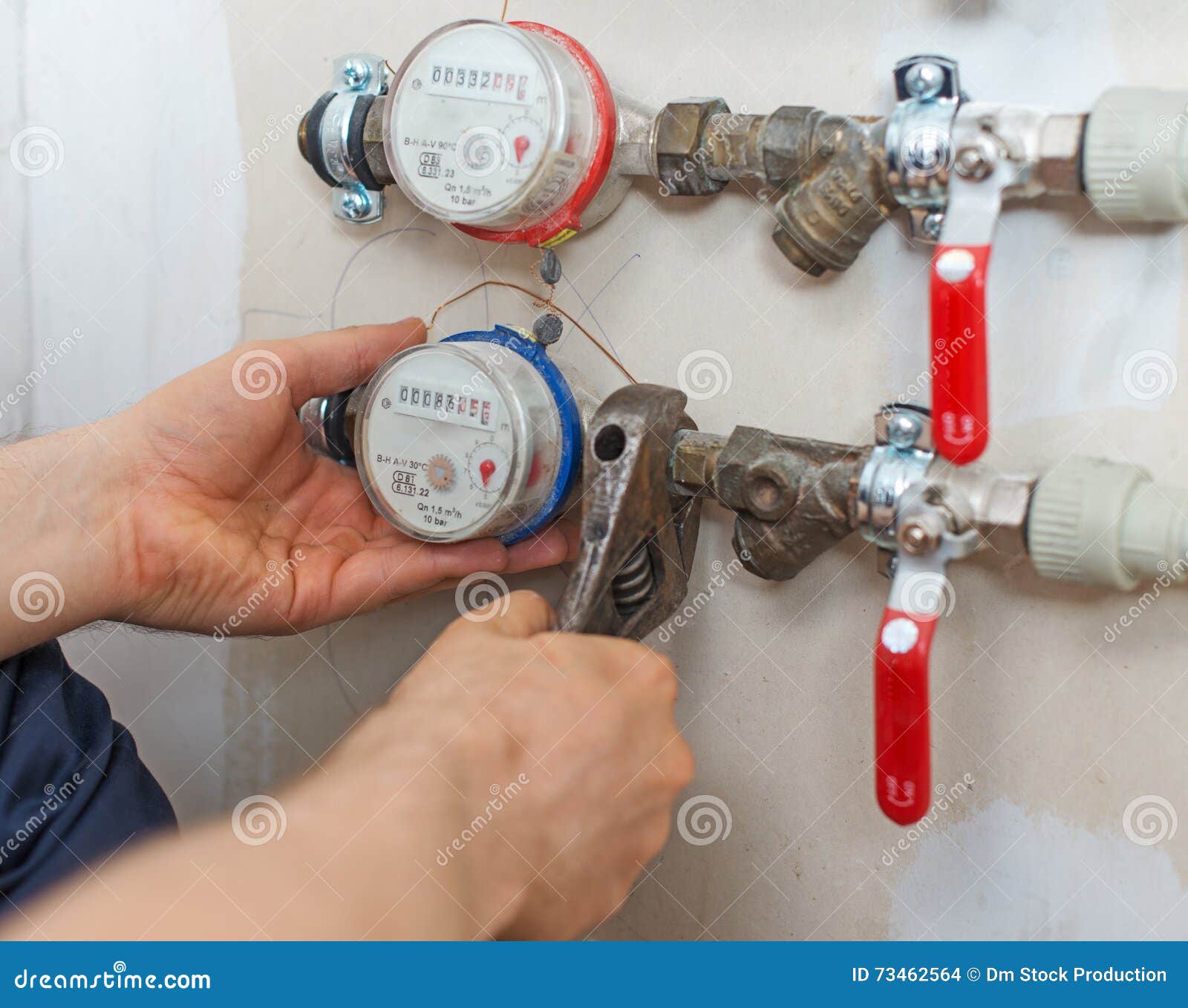 Male plumber. stock photo. Image of meter, plumbing, home - 73462564