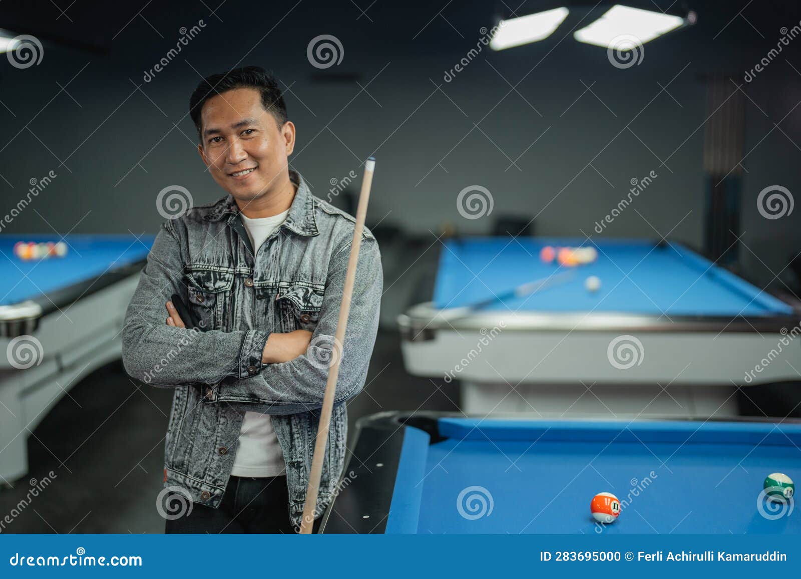 The Male Pool Player Smiling To the Camera Stock Photo - Image of ...