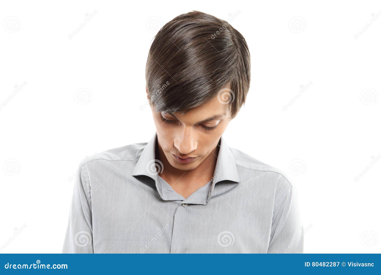 Male Portrait on White Background Stock Image - Image of gray ...