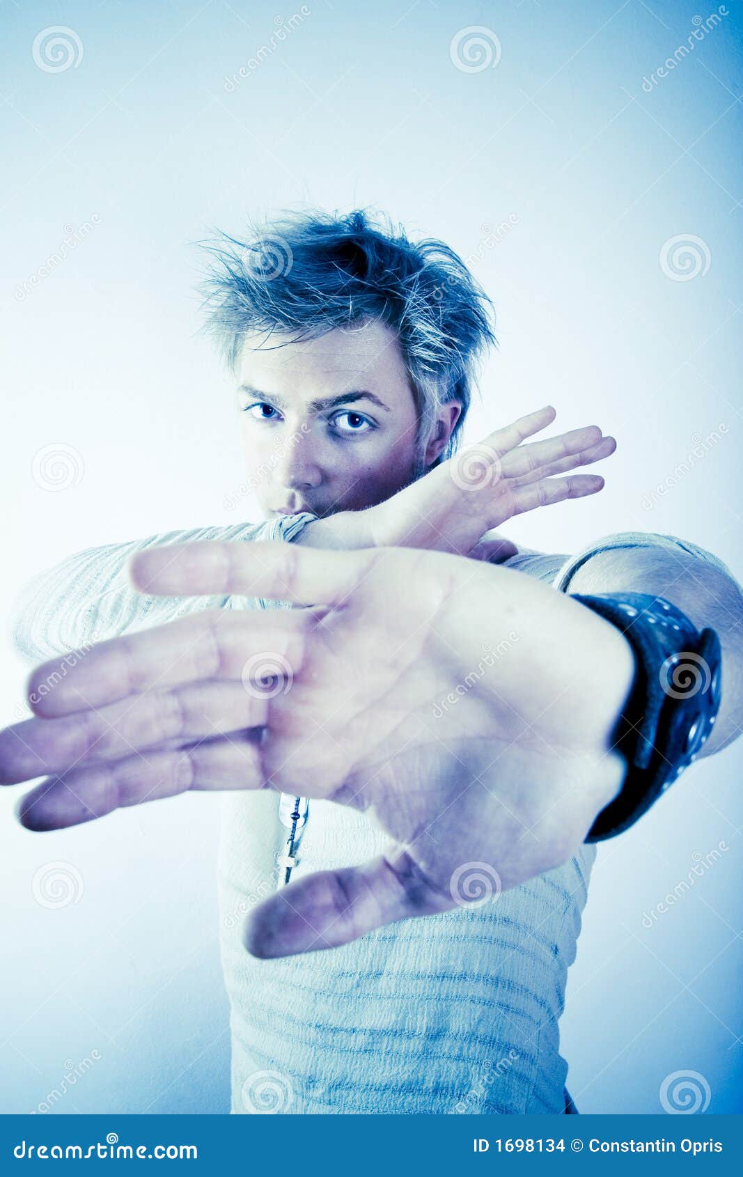 Male Posed in Karate Stance. Stock Photo - Image of exercise, hand: 1698134