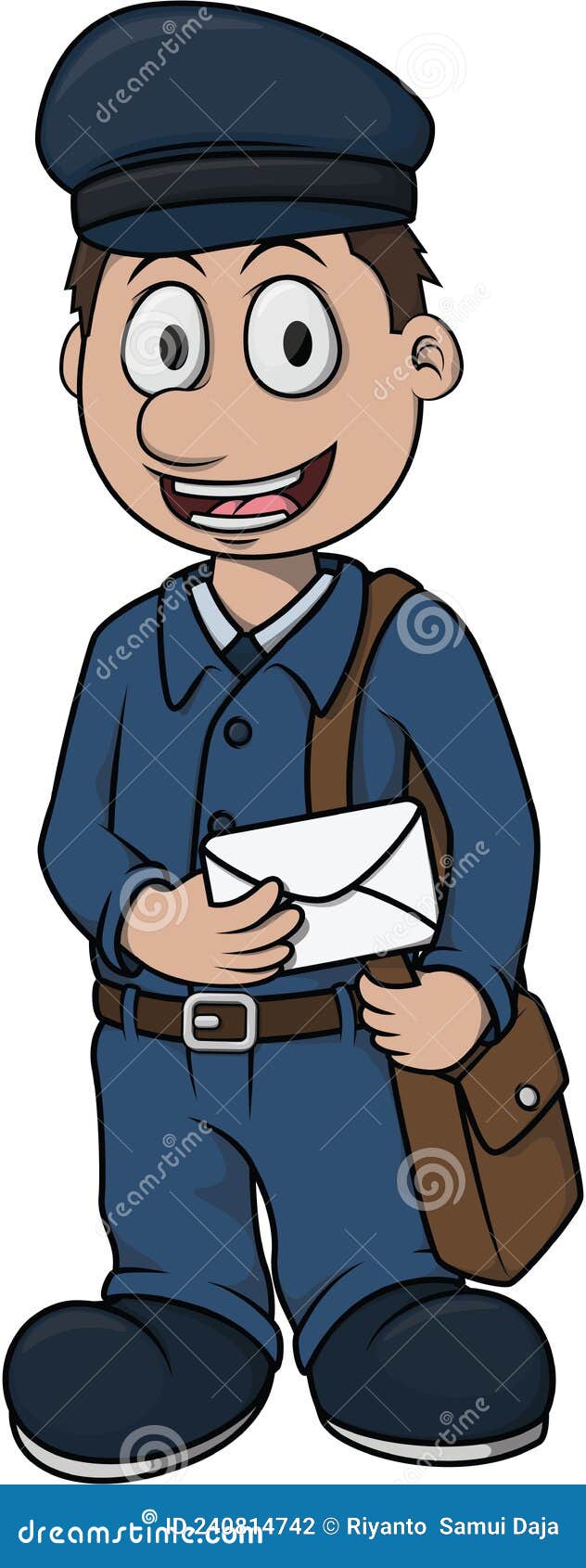 Postman Cartoon Building Vector Illustration Wearing A Uniform Carrying ... Postman Cartoon Building Vector Illustration Wearing A Uniform Carrying ...