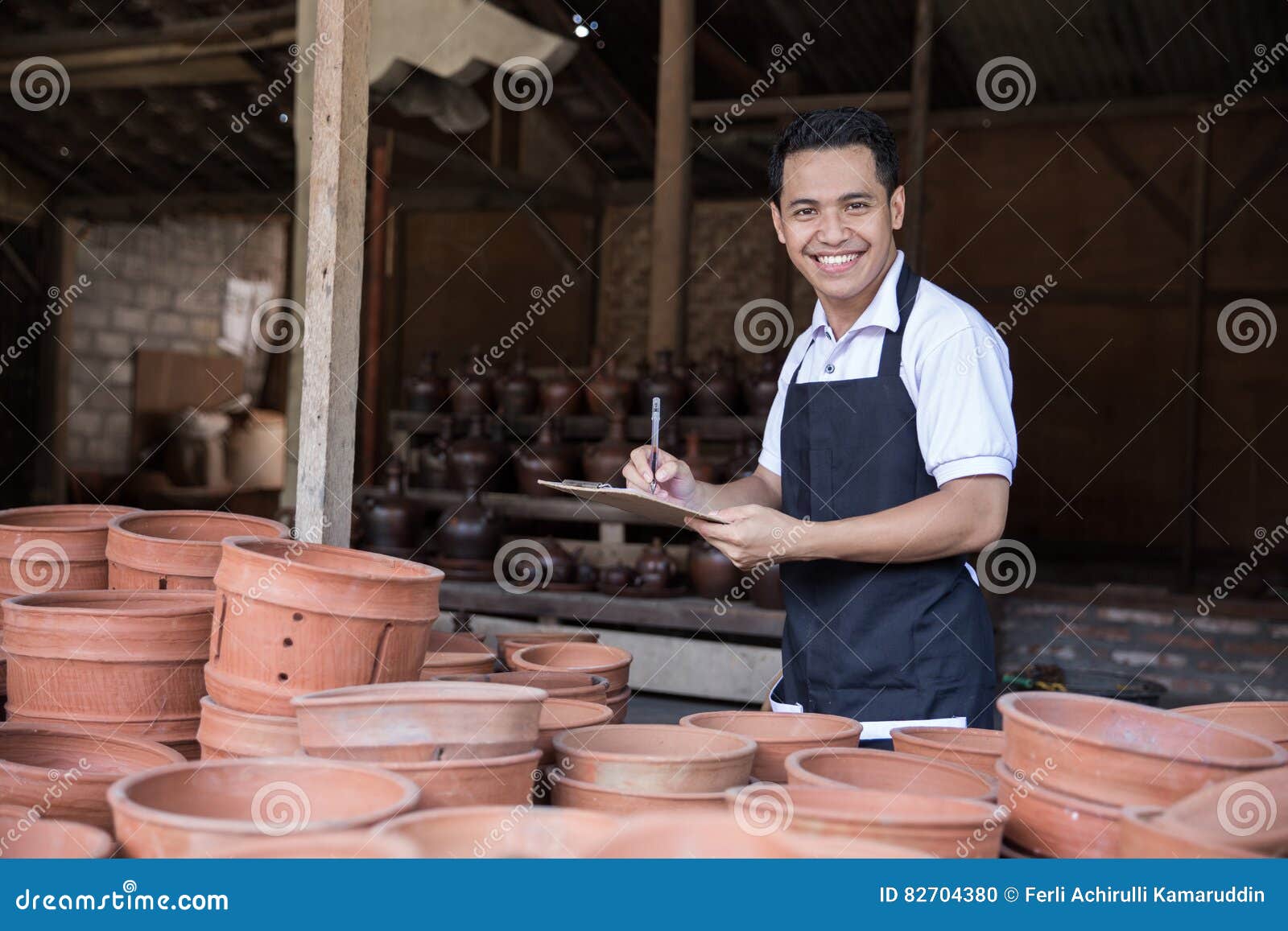 Male Potter Checking of His Pottery Product Stock Photo - Image of bowl ...