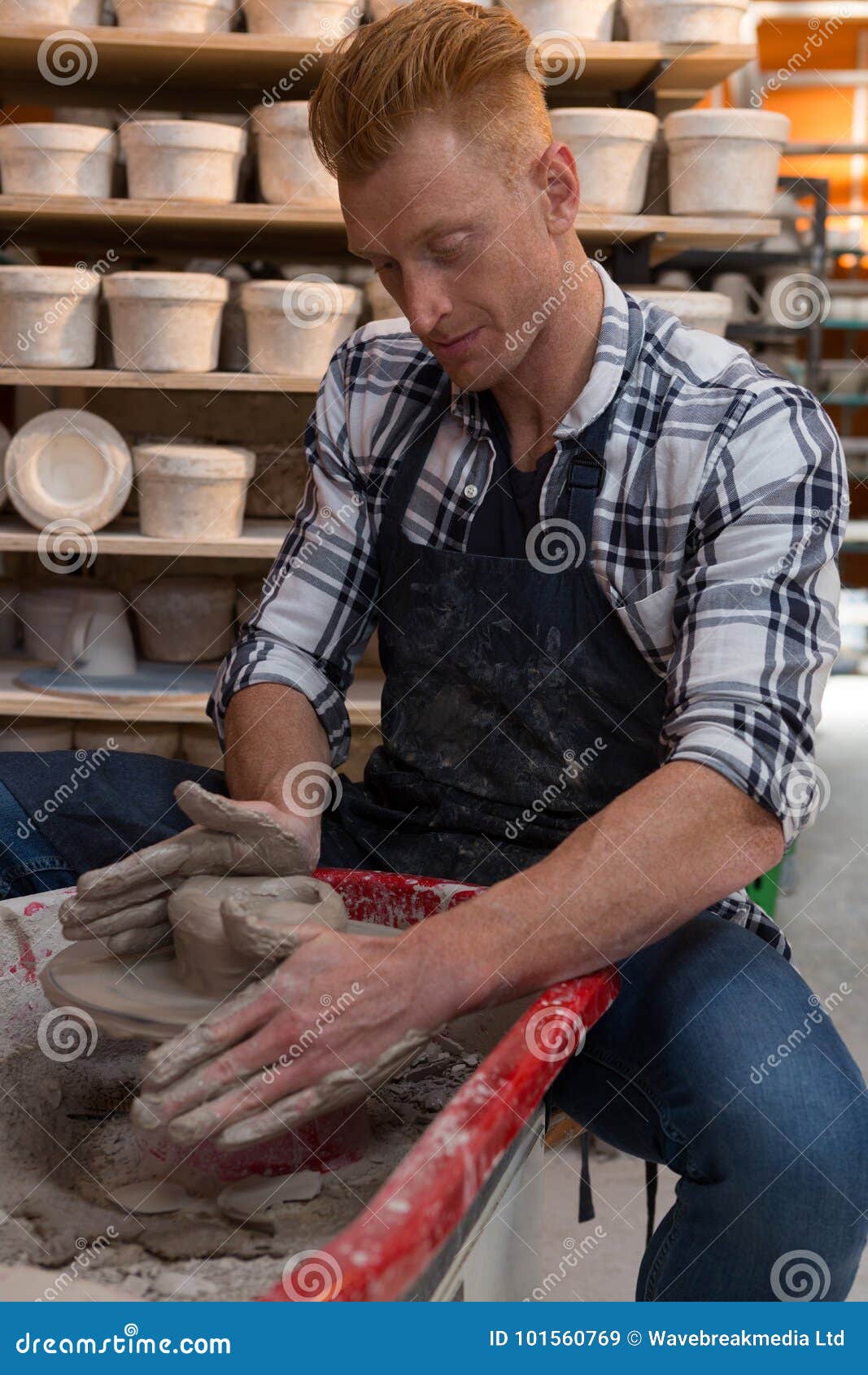 Male potter making a pot stock image. Image of ceramic - 101560769