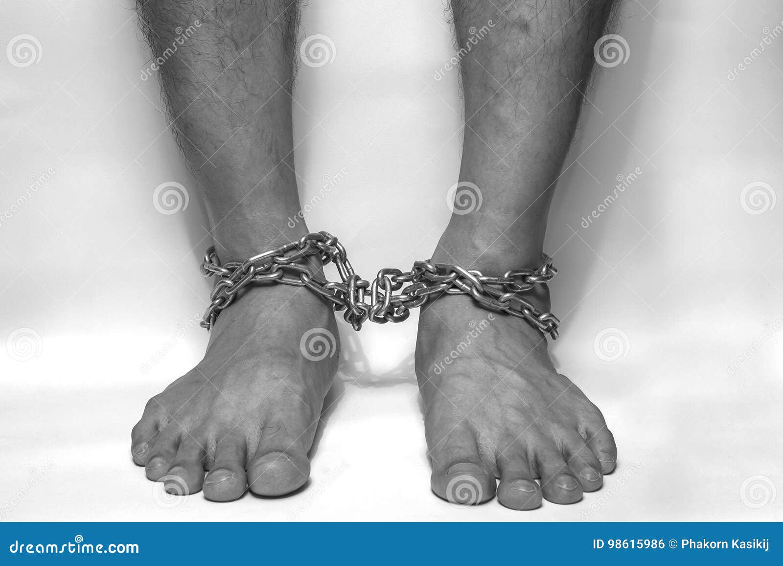 Male Prisoner Standing Arrest with Chained at Feet Stock Photo - Image ...