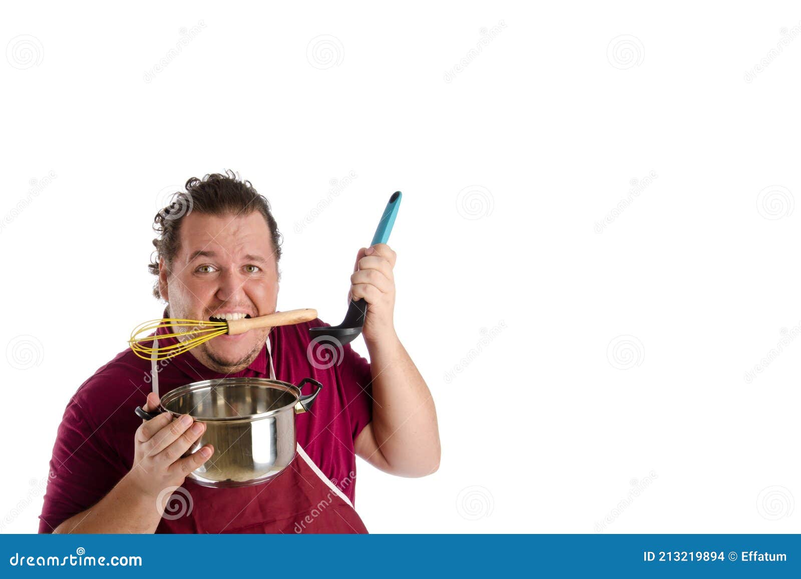 Male Problem. Funny Fat Man. Funny Crazy Cook. Stock Photo - Image of ...