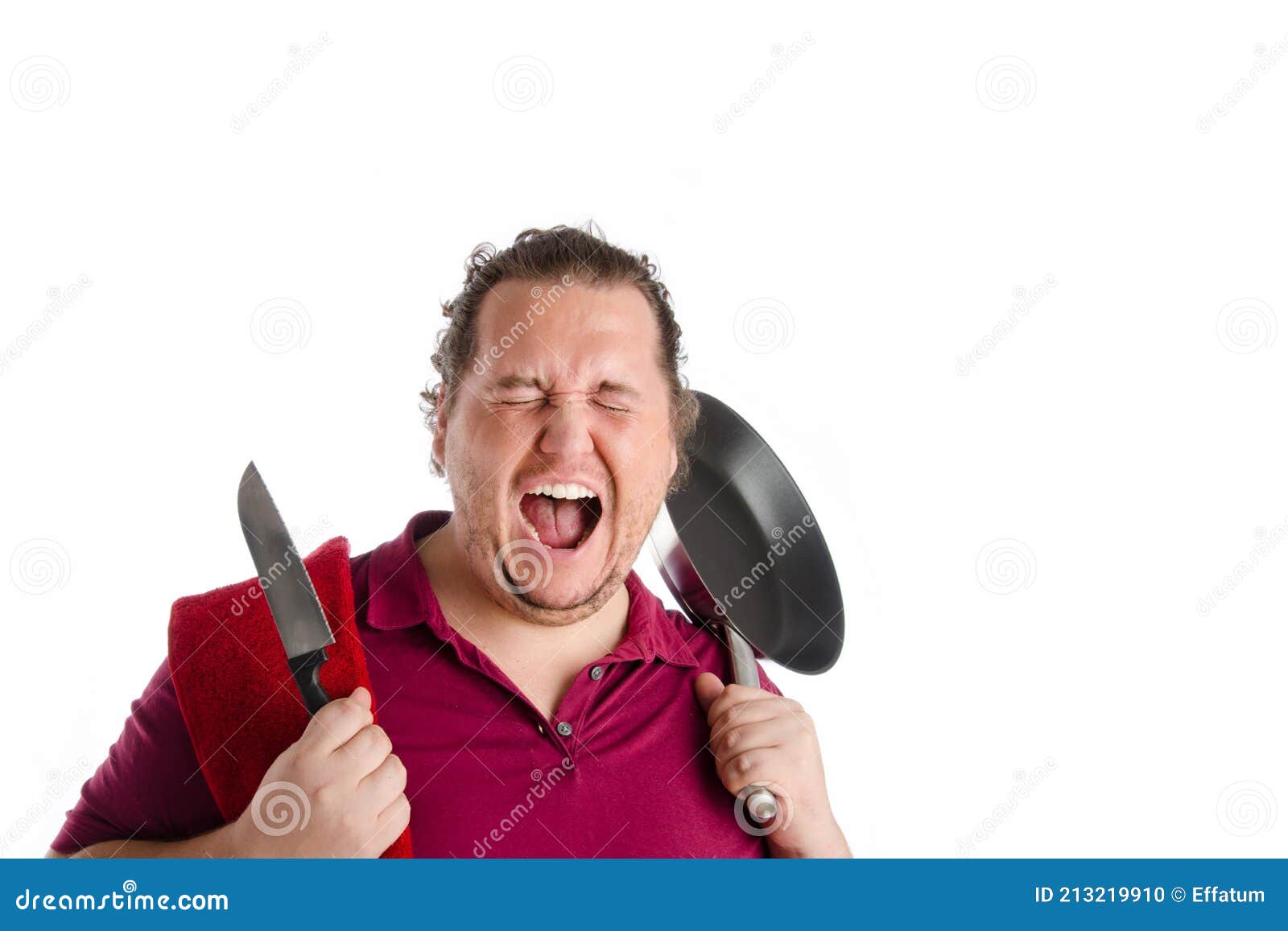 Male Problem. Funny Fat Man. Funny Crazy Cook. Stock Photo - Image of ...
