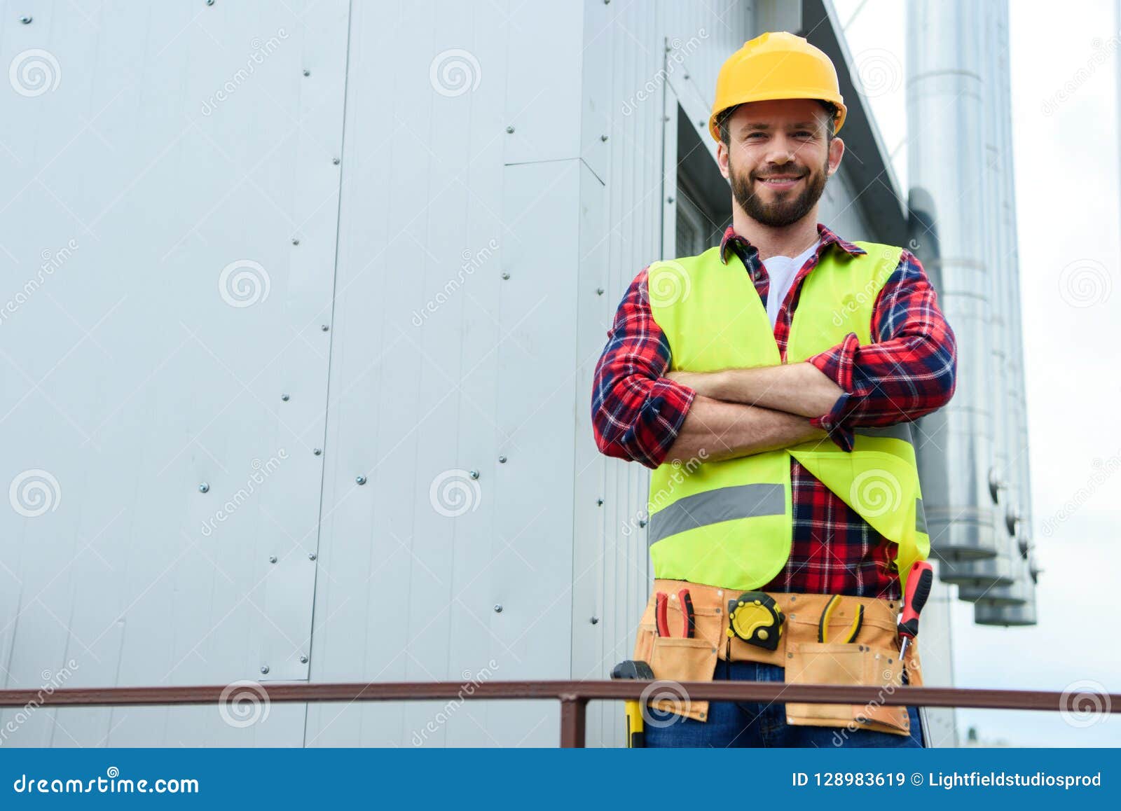 Male Professional Engineer with Tool Belt Posing Stock Image - Image of ...