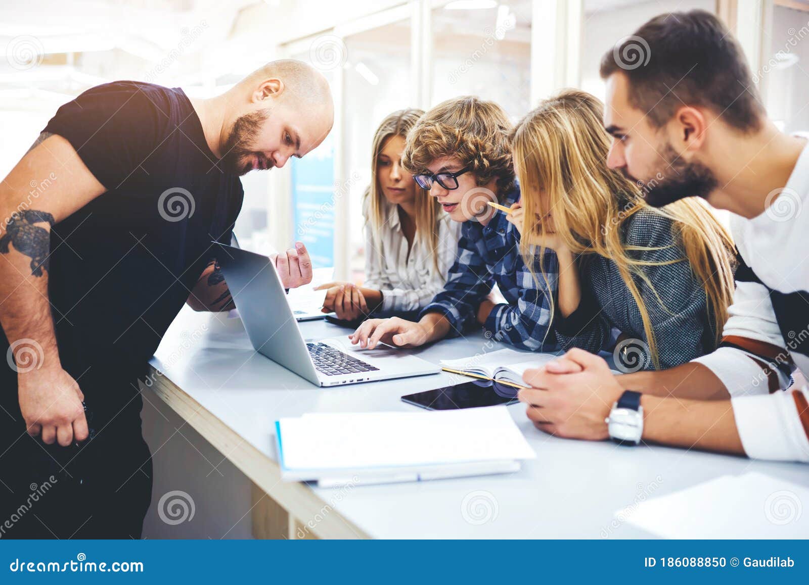 Smiling Handsome Young International Students Resting after Lesson ...