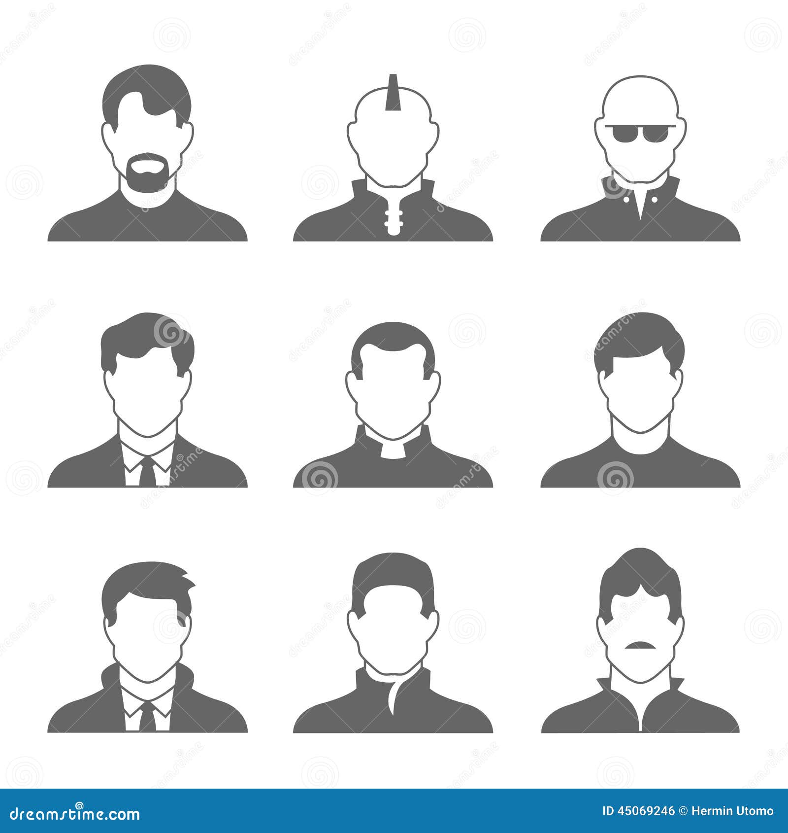 Male Profile Icons stock vector. Illustration of vector - 45069246