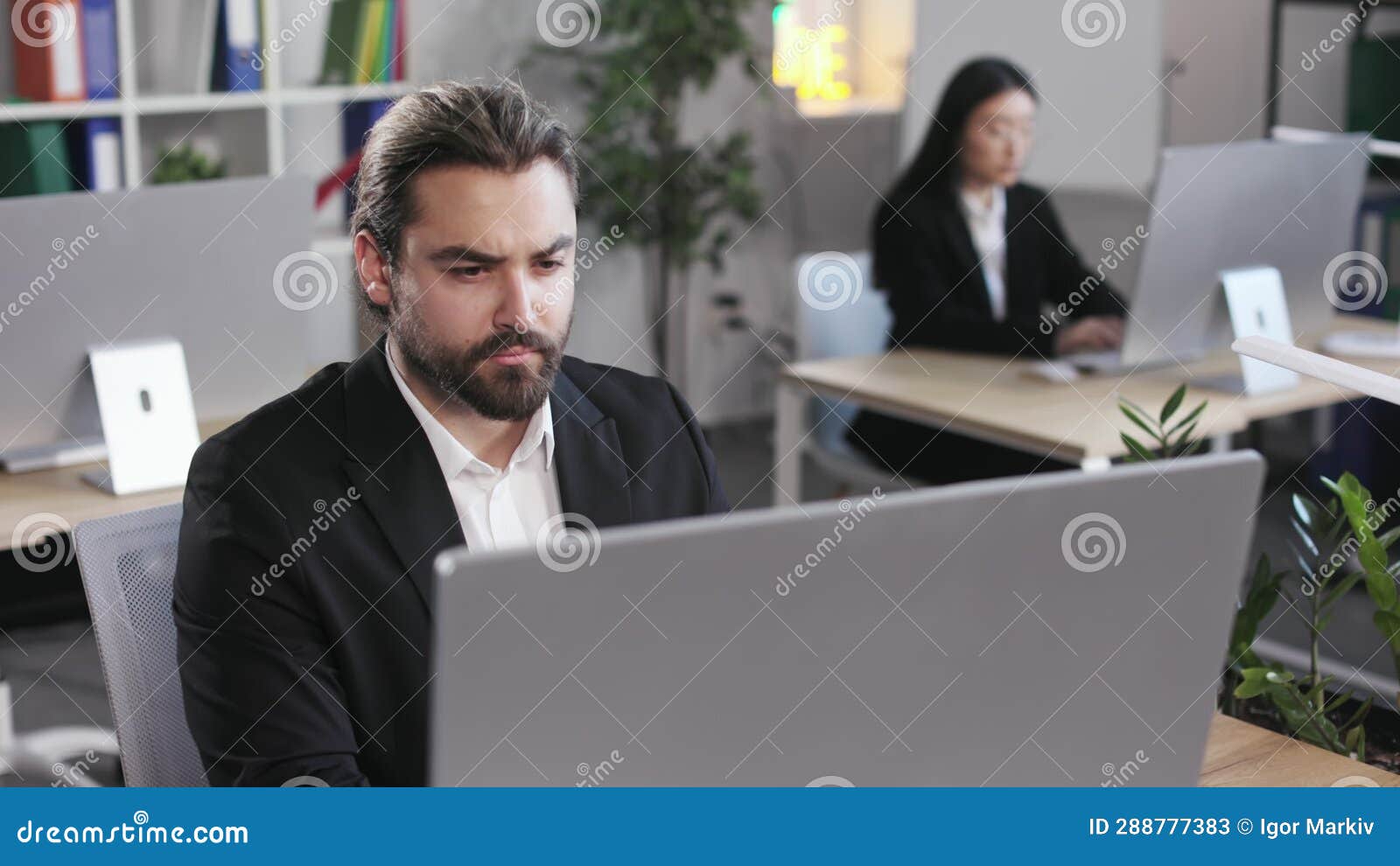 Male Programmer Using Computer In Software Company Office Stock Video Video Of Office