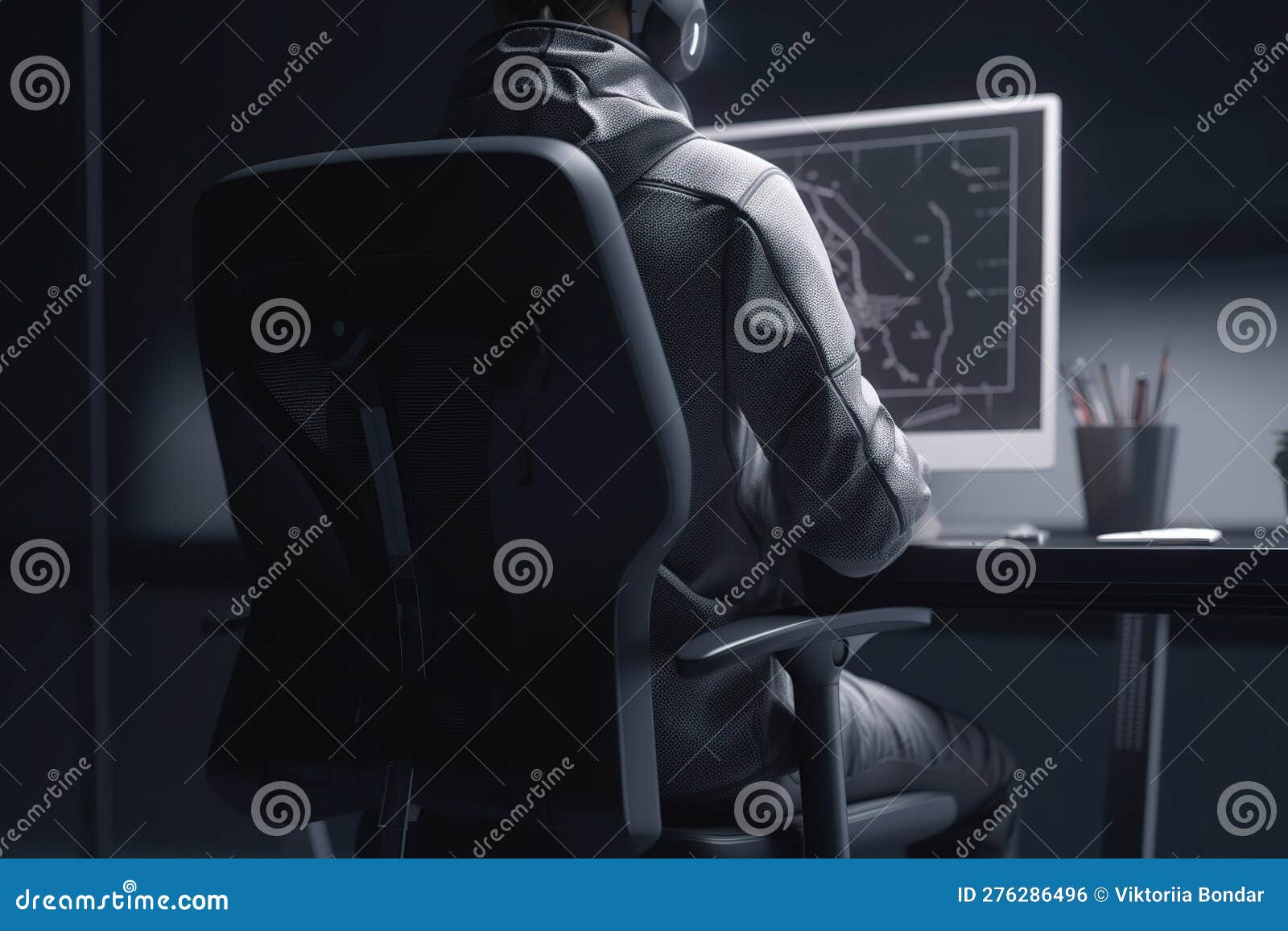 Male Programmer Working on Computer in Start-up Company, Stock ...