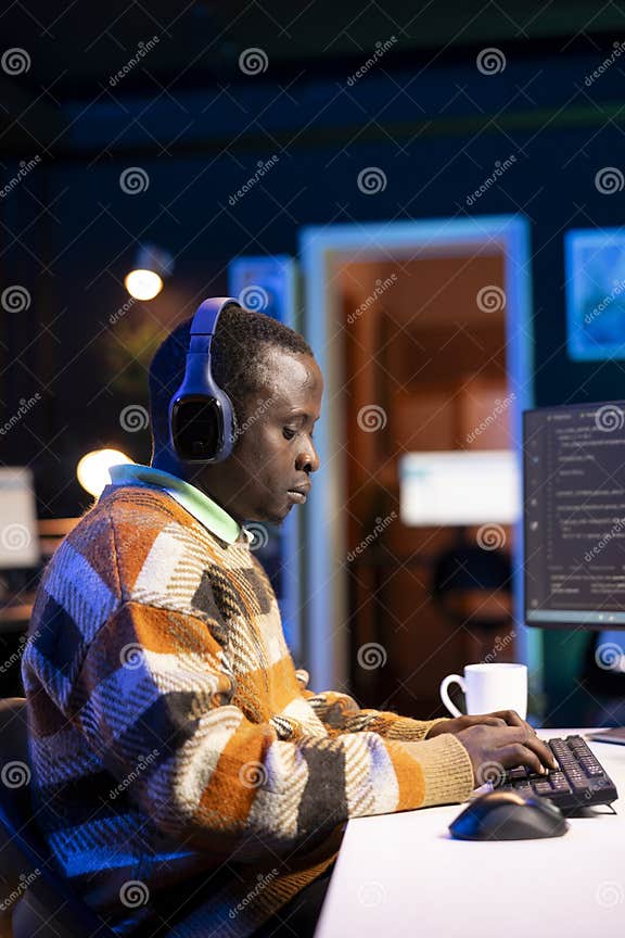 Male Programmer Working on Developing New Html Script, Stock Image ... Male Programmer Working on Developing New Html Script, Stock Image ...
