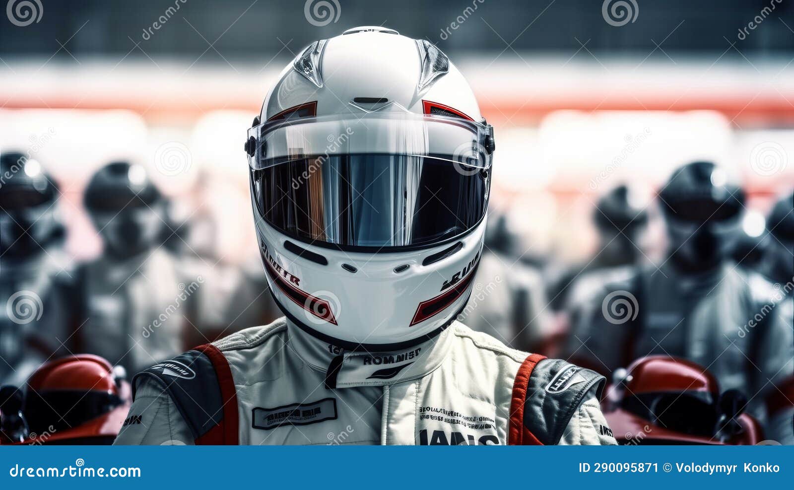 A Male Race Car Driver Posing in Front of a Crowd. Generative Ai Stock ...