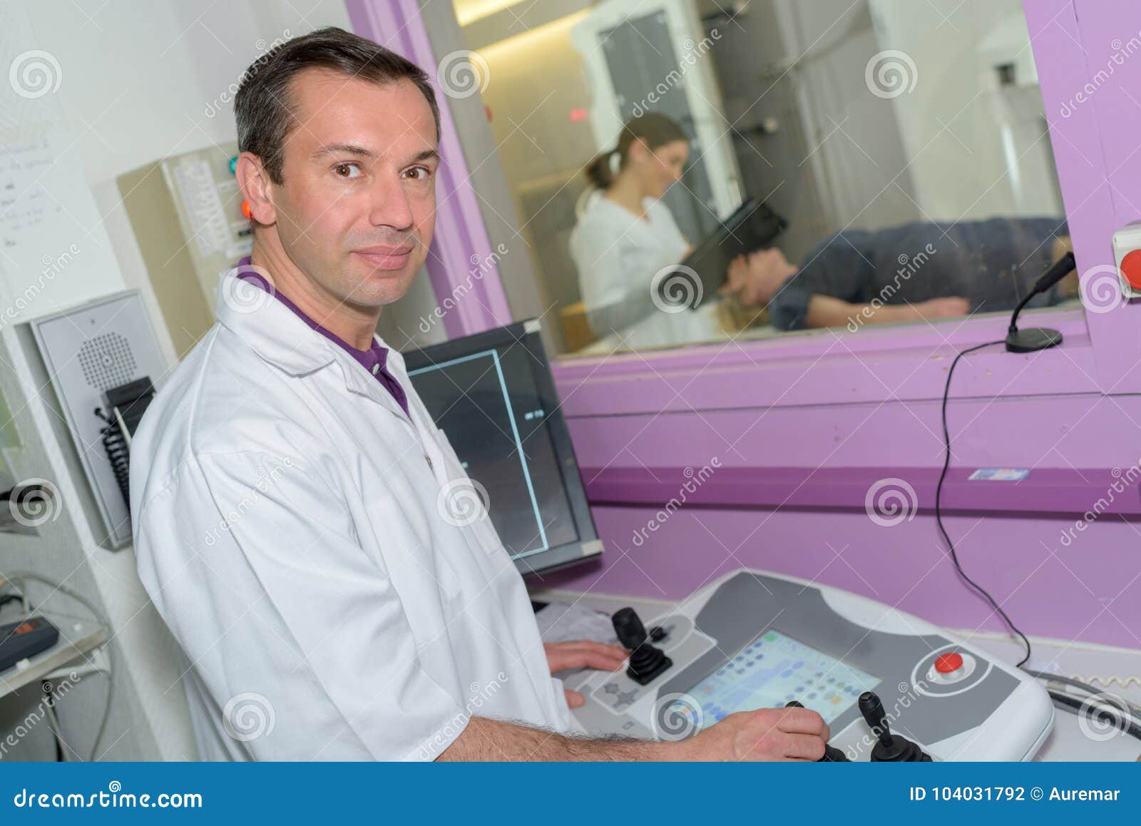Male Radiologist Taking Xray Man Stock Photo - Image of hospital ...