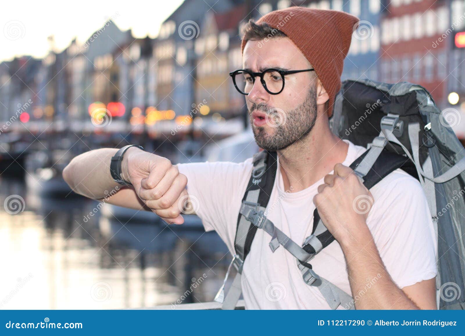 Male Realizing the Actual Time Stock Photo - Image of hurry ...