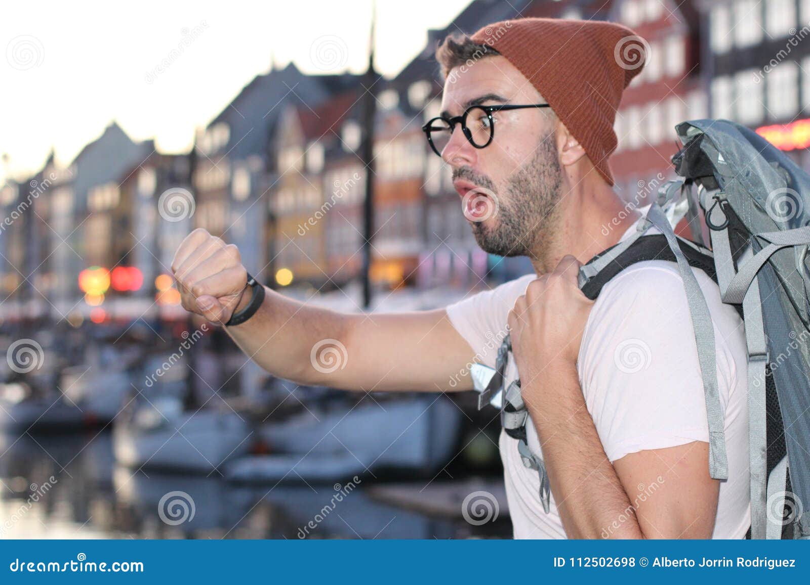 Male Realizing the Actual Time Stock Photo - Image of lost, looking ...