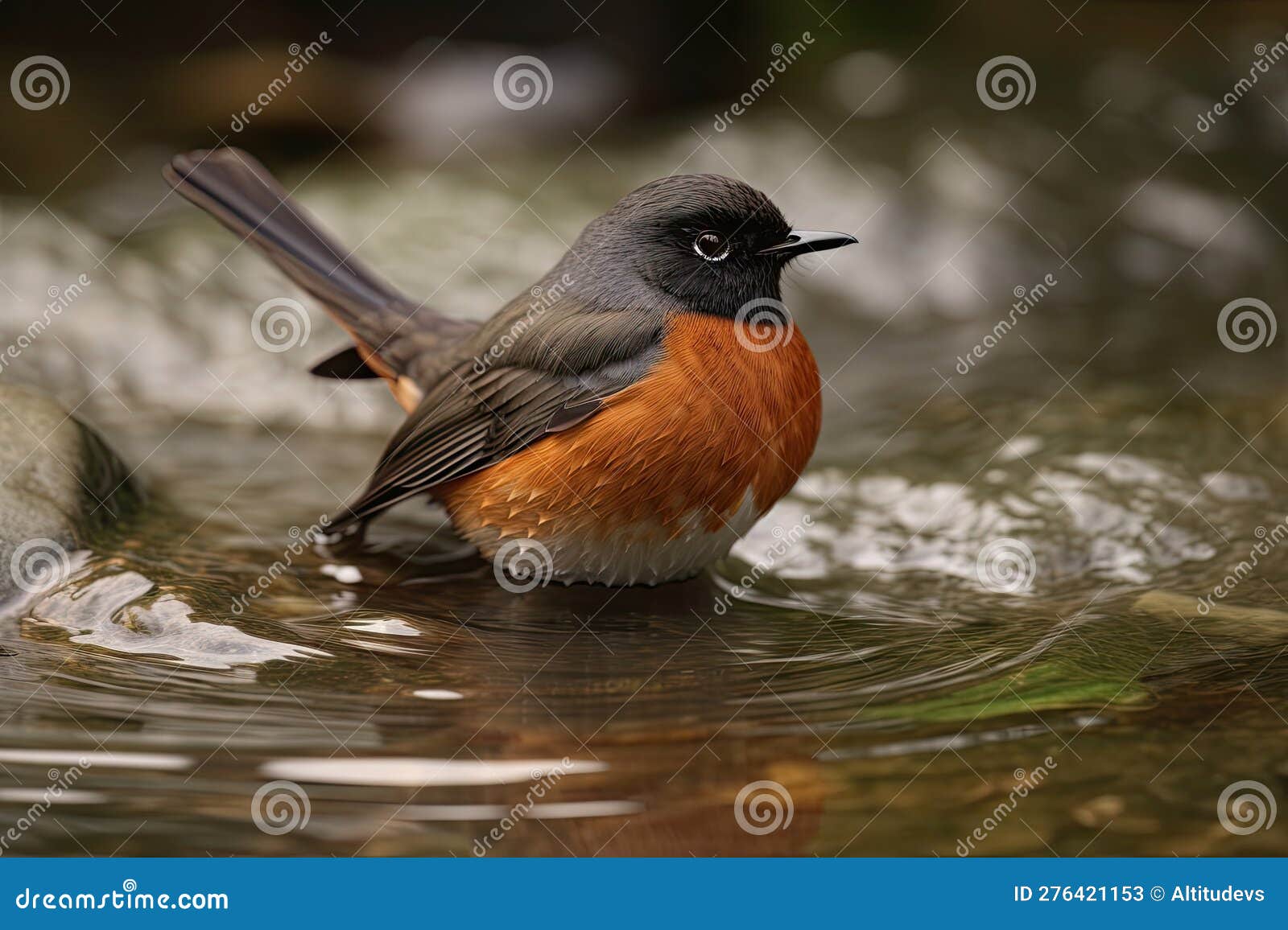 Male Redstart Bird in Pool of Water Stock Image - Image of nature ...