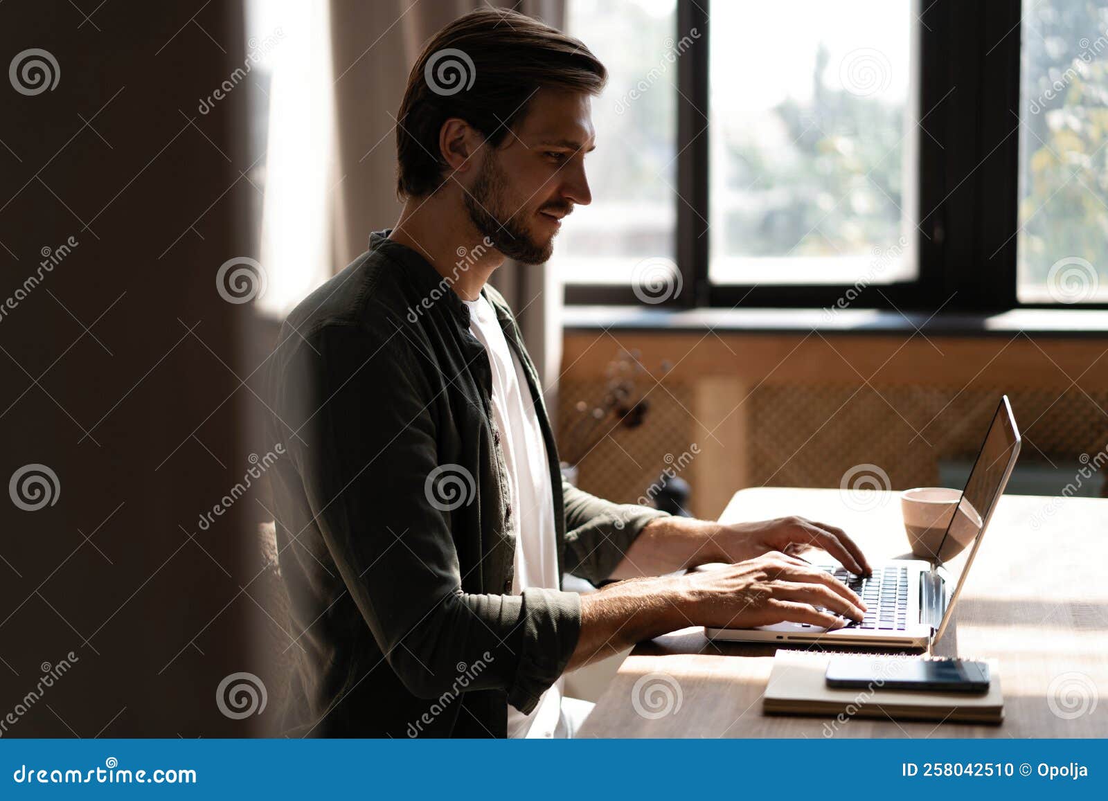 Male Remote Working from Home and Having Work Confrence Video Call ...