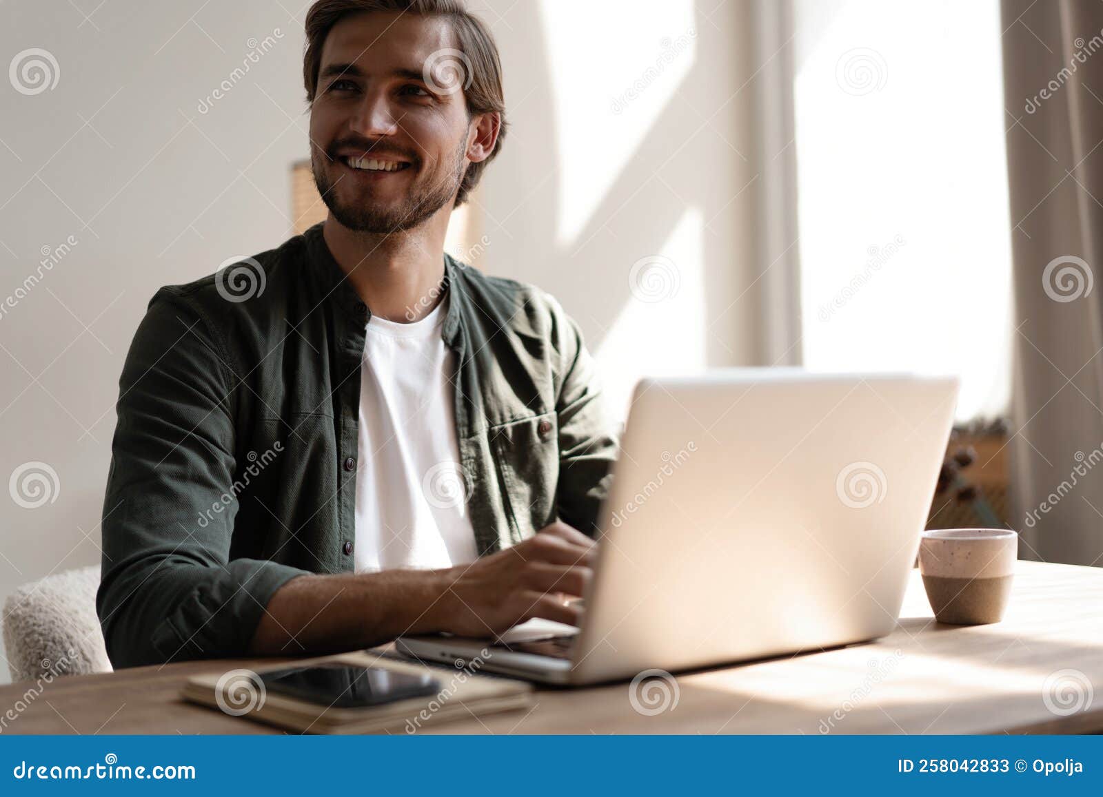 Male Remote Working from Home and Having Work Confrence Video Call ...