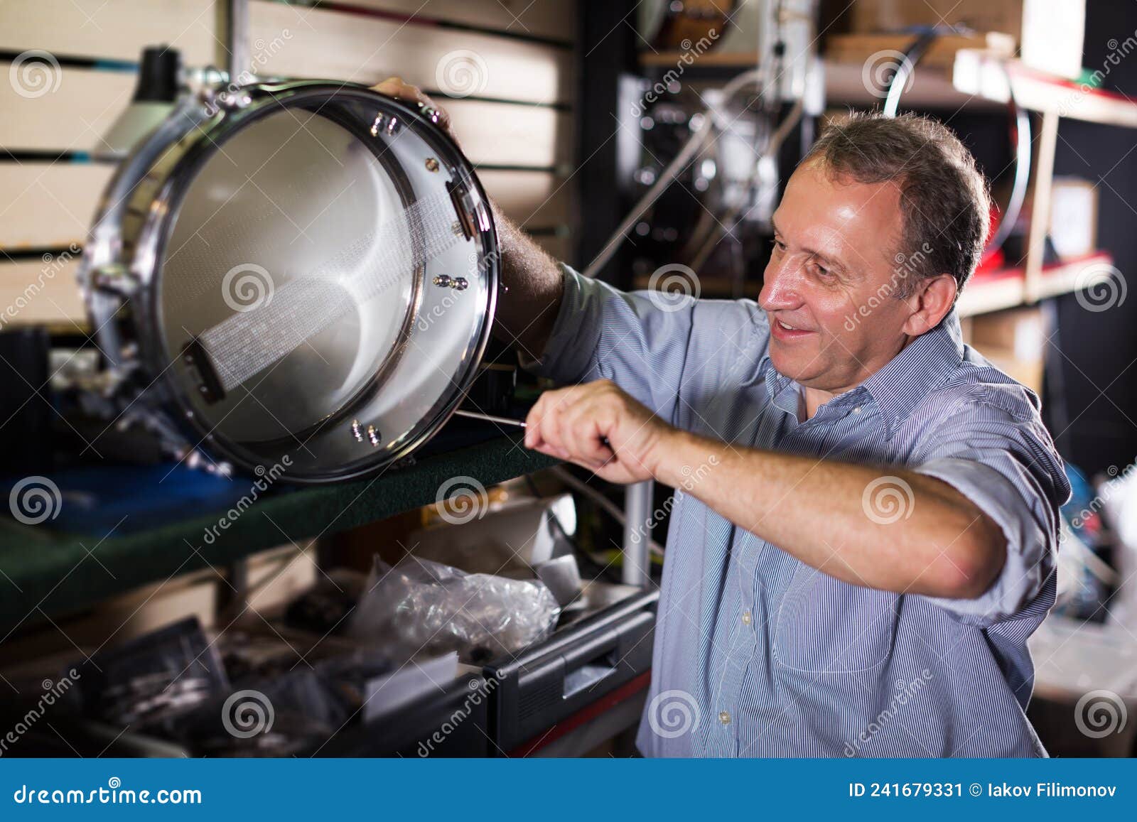Male is Repairing Music Instruments Stock Image - Image of equipment ...